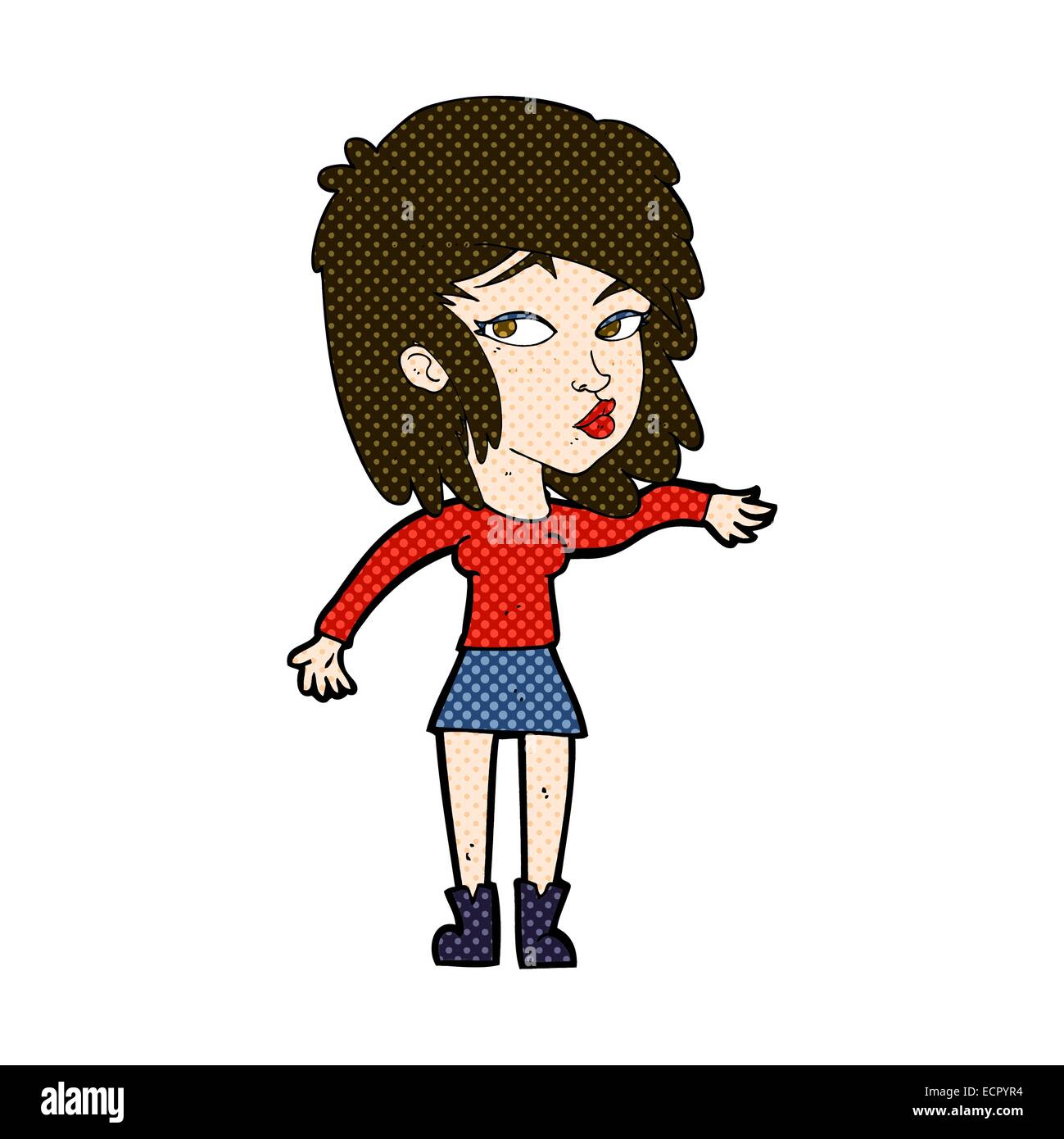 retro comic book style cartoon woman playing it cool Stock Vector Image ...