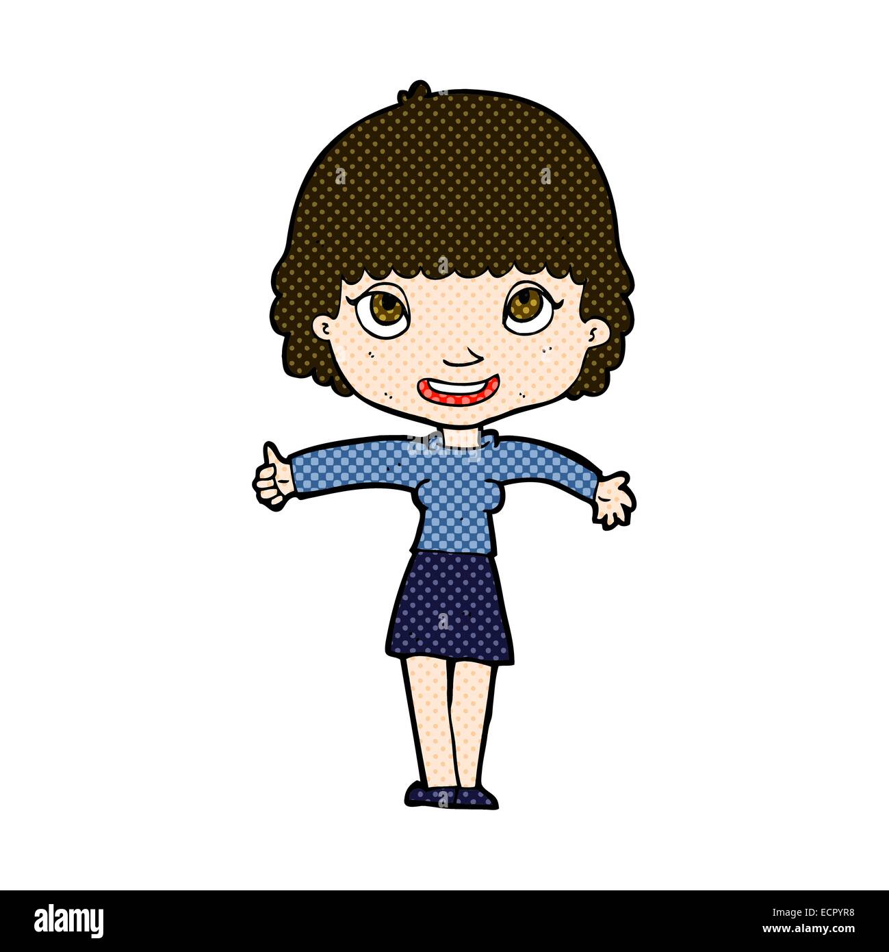 retro comic book style cartoon happy girl Stock Vector Image & Art - Alamy