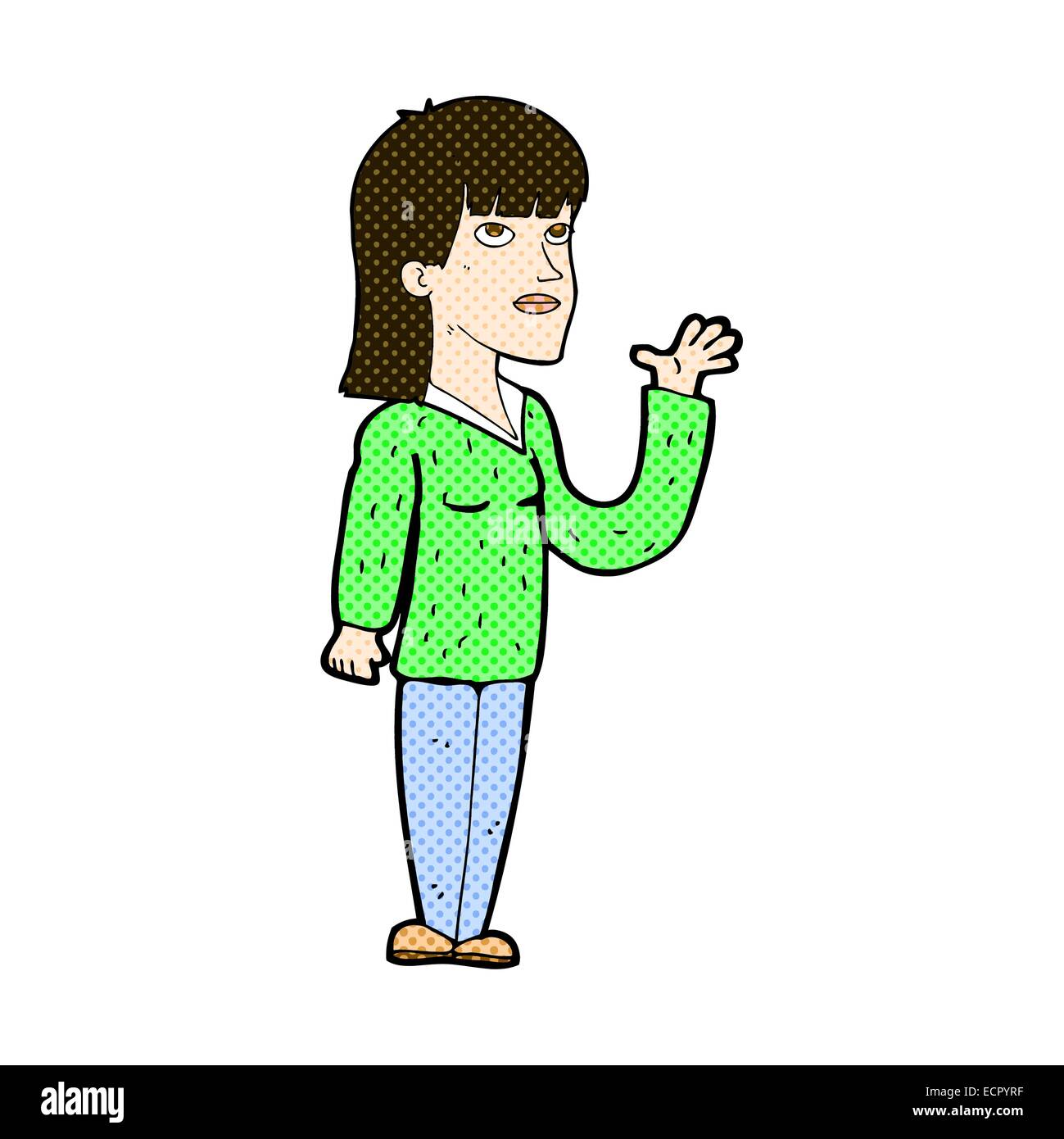 retro comic book style cartoon woman explaining Stock Vector Image ...