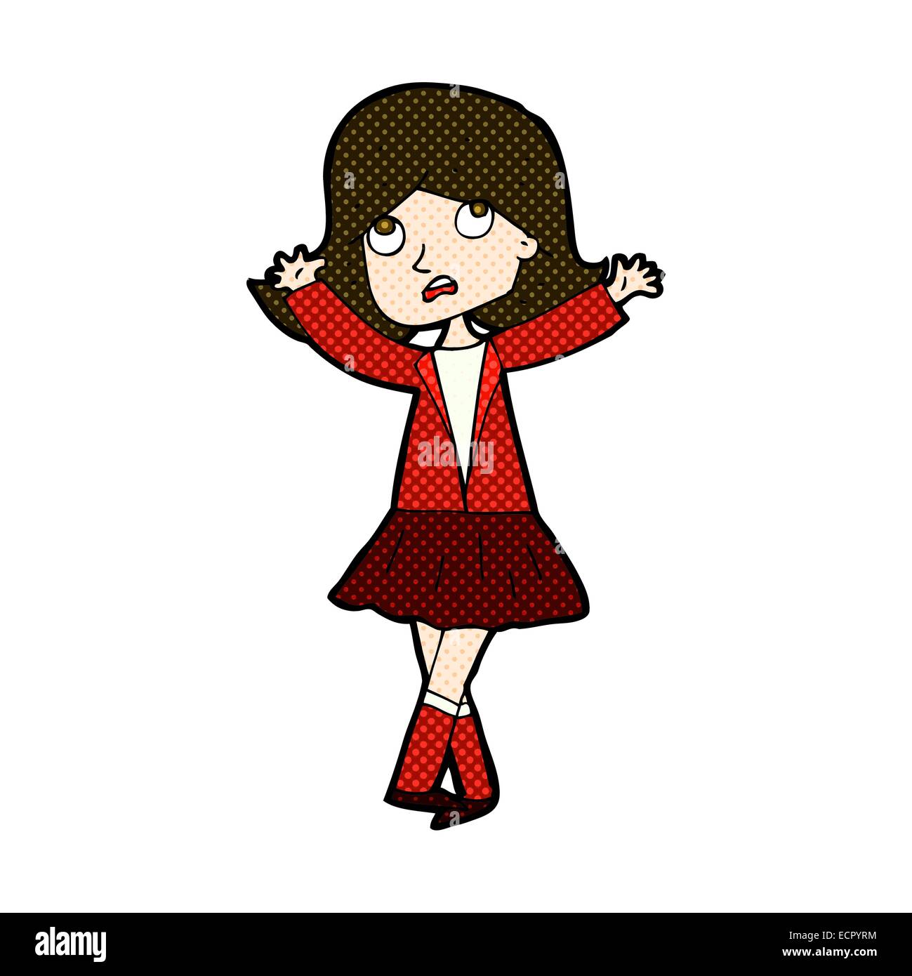 retro comic book style cartoon unhappy girl Stock Vector Image & Art ...