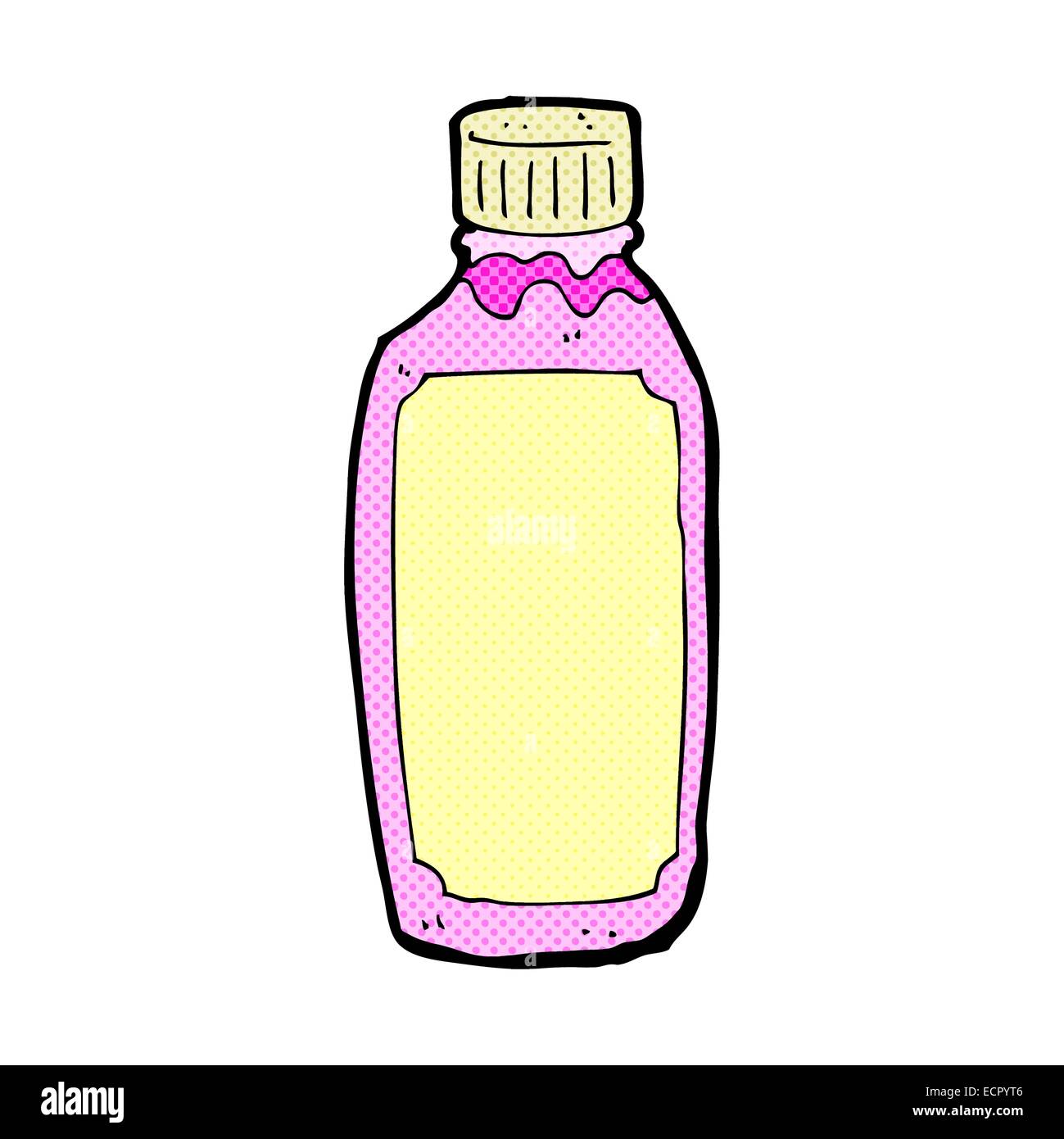 retro comic book style cartoon pink drink bottle Stock Vector Image ...