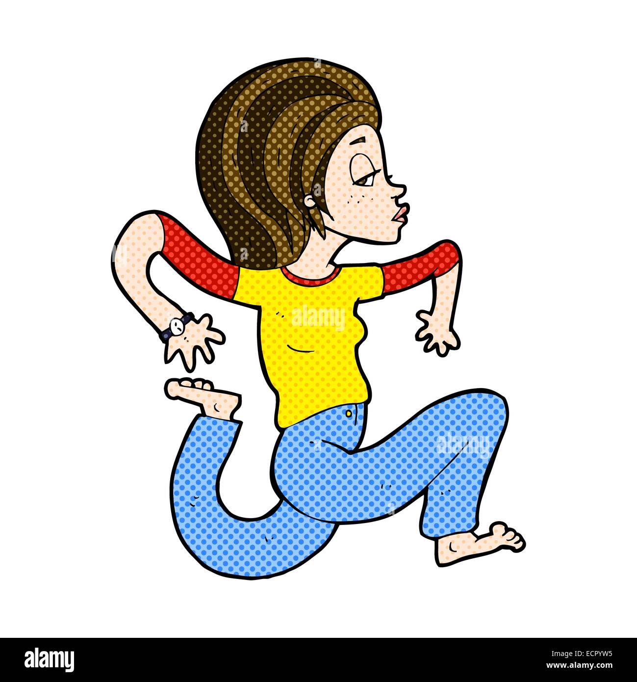 retro comic book style cartoon woman running Stock Vector Image & Art ...