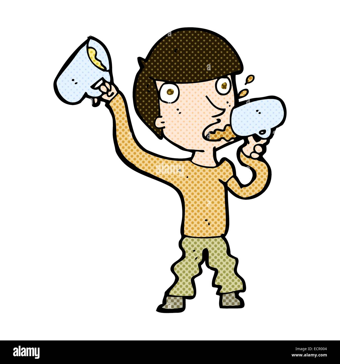 retro comic book style cartoon man drinking beer Stock Vector Image ...