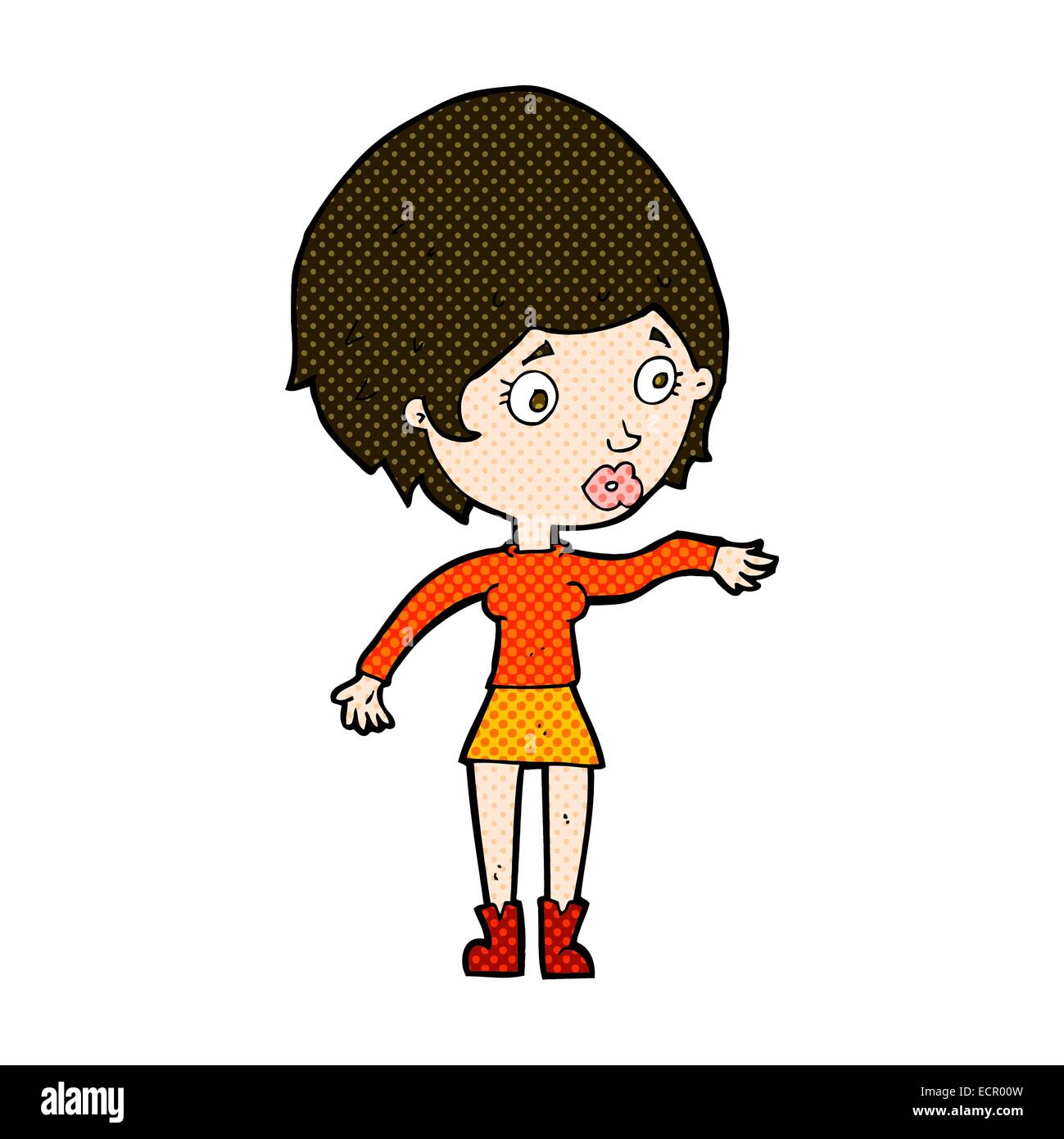 retro comic book style cartoon concerned woman reaching out Stock ...