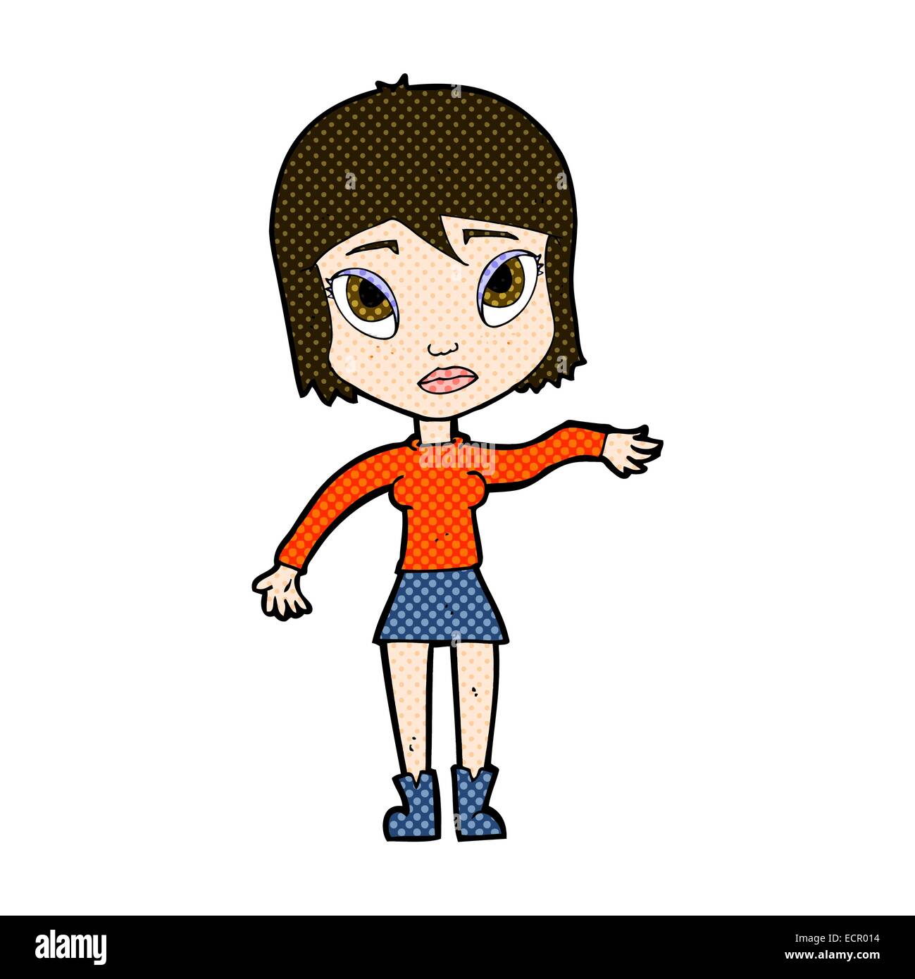 retro comic book style cartoon woman waving hand Stock Vector Image ...