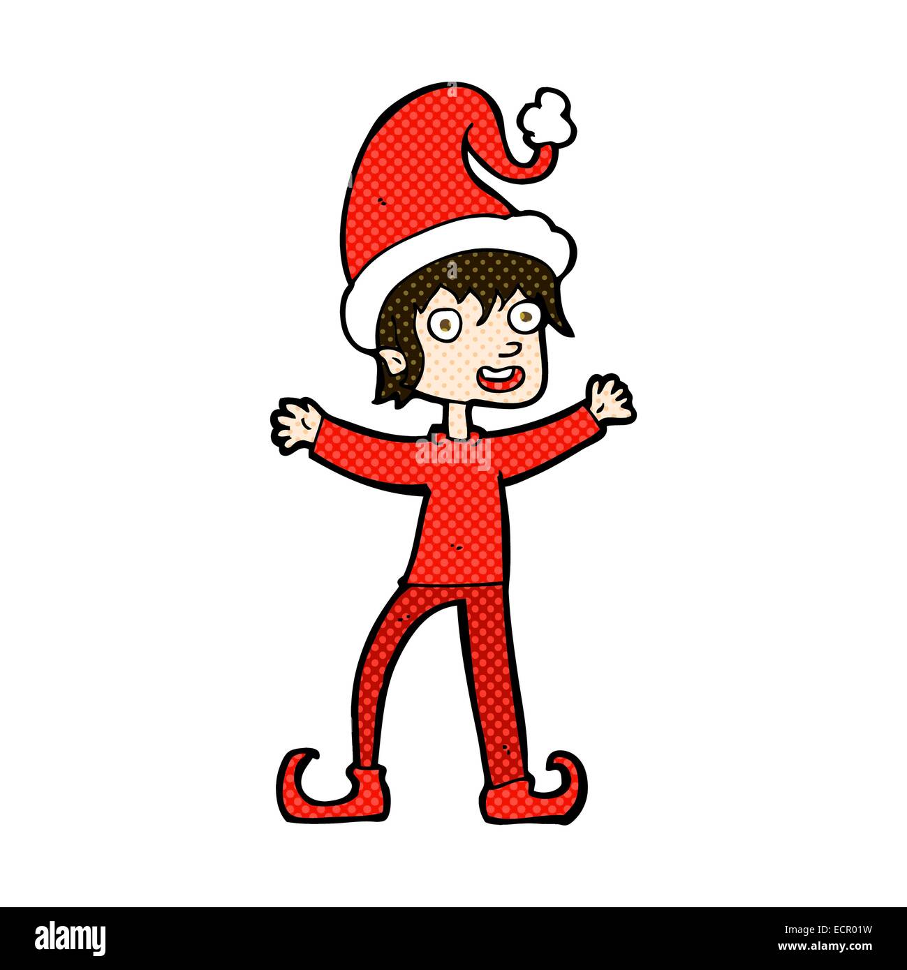 Cartoon excited christmas elf Stock Vector Images - Alamy