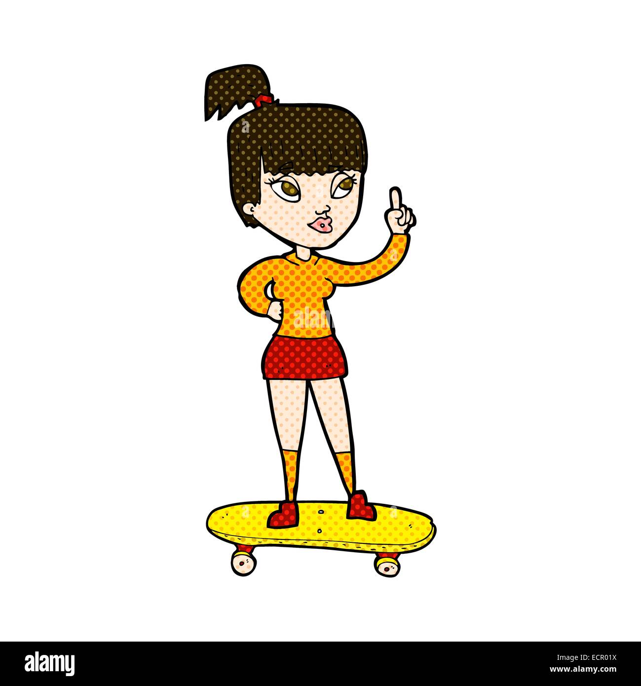 retro comic book style cartoon skater girl Stock Vector Image & Art - Alamy