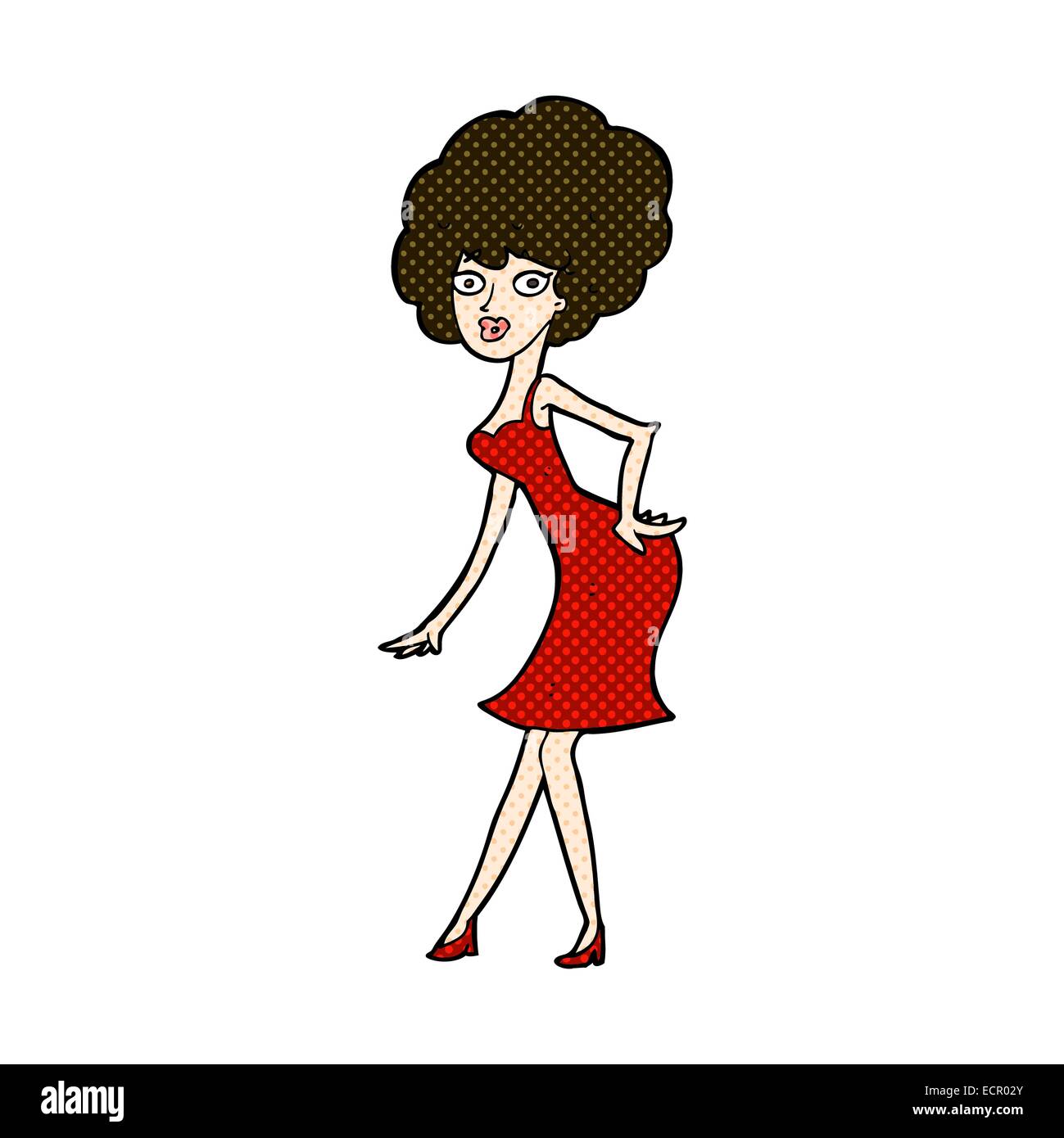 retro comic book style cartoon woman posing in dress Stock Vector Image ...