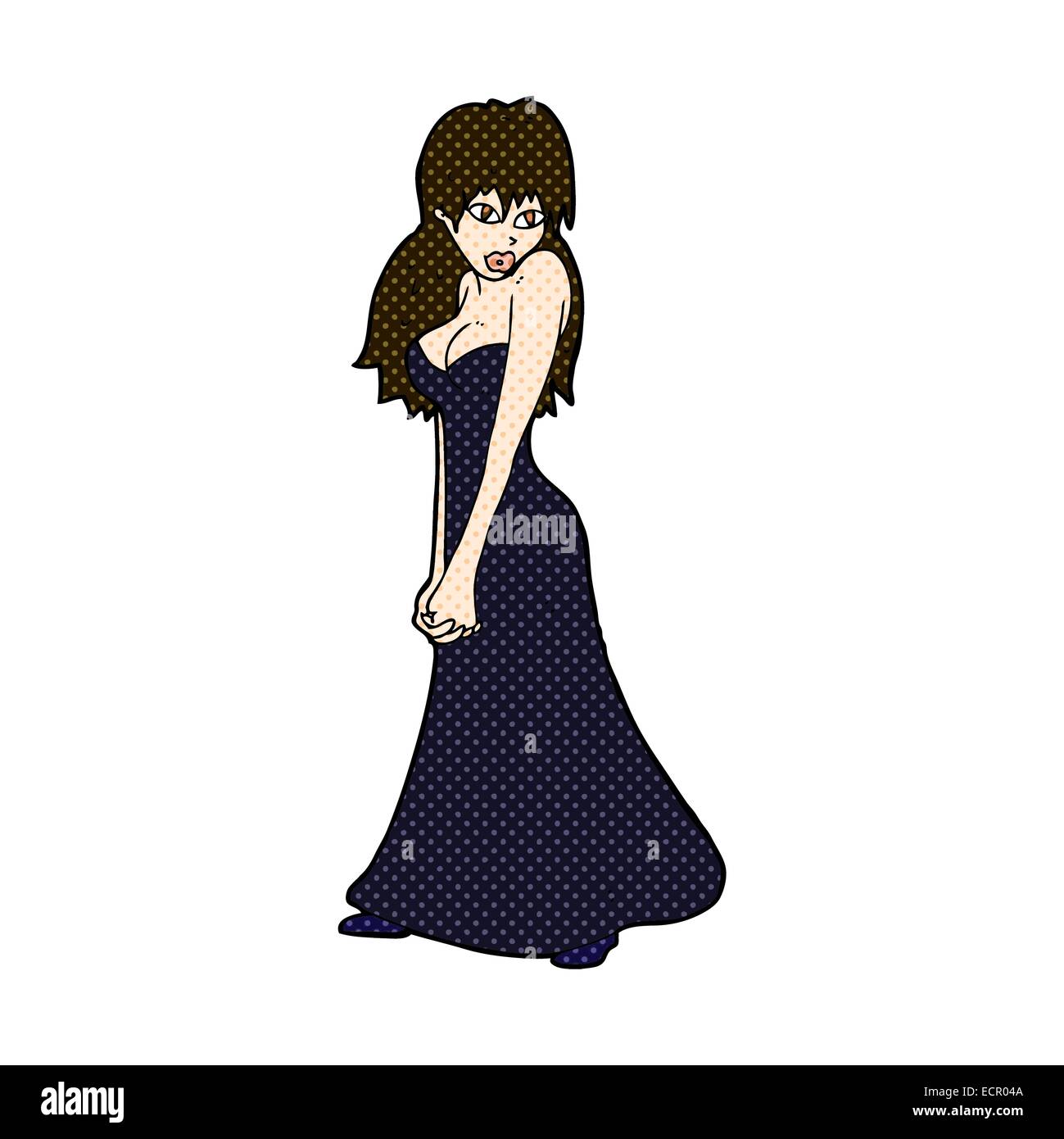 retro comic book style cartoon pretty woman in dress Stock Vector Image ...