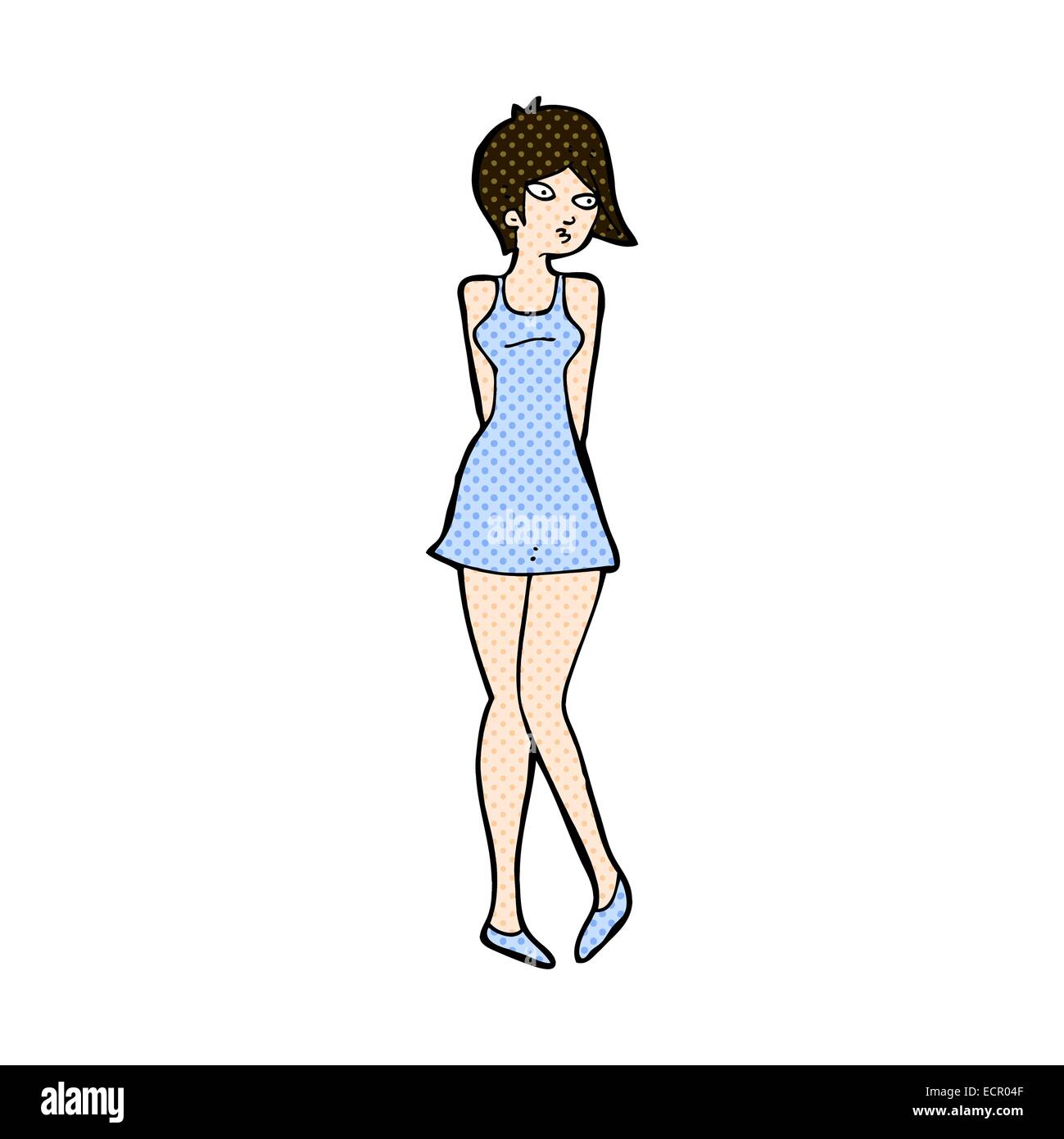 retro comic book style cartoon pretty woman in dress Stock Vector Image ...