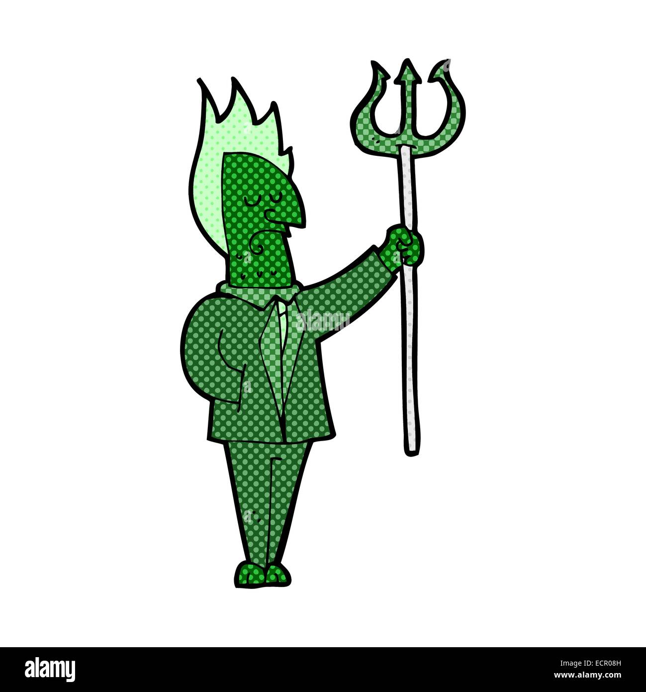 retro comic book style cartoon devil with pitchfork Stock Vector Image ...