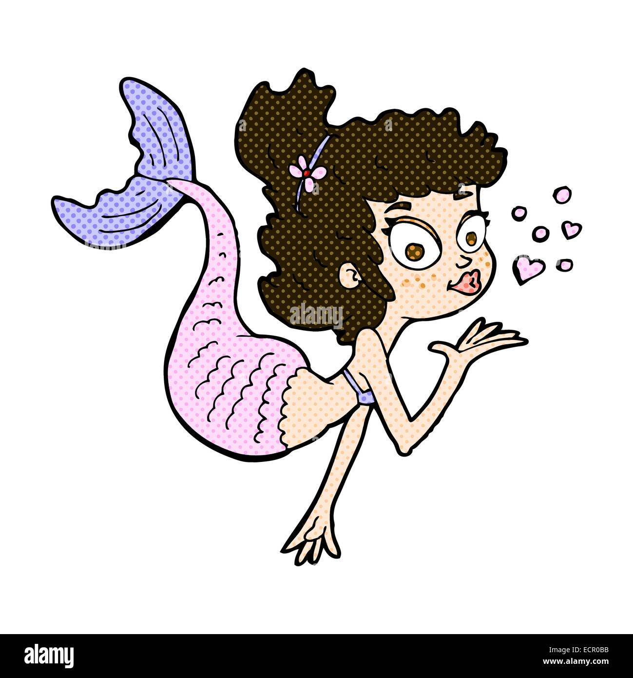 retro comic book style cartoon pretty mermaid Stock Vector Image & Art ...