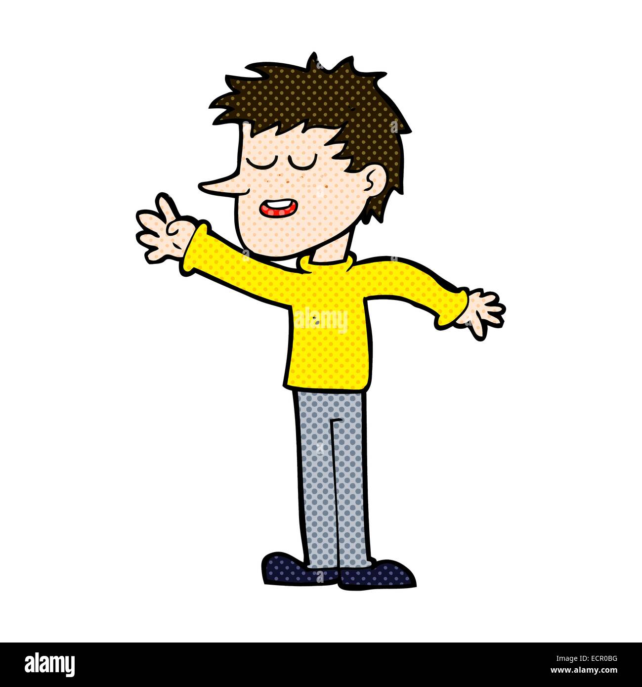 retro comic book style cartoon happy man reaching Stock Vector Image ...