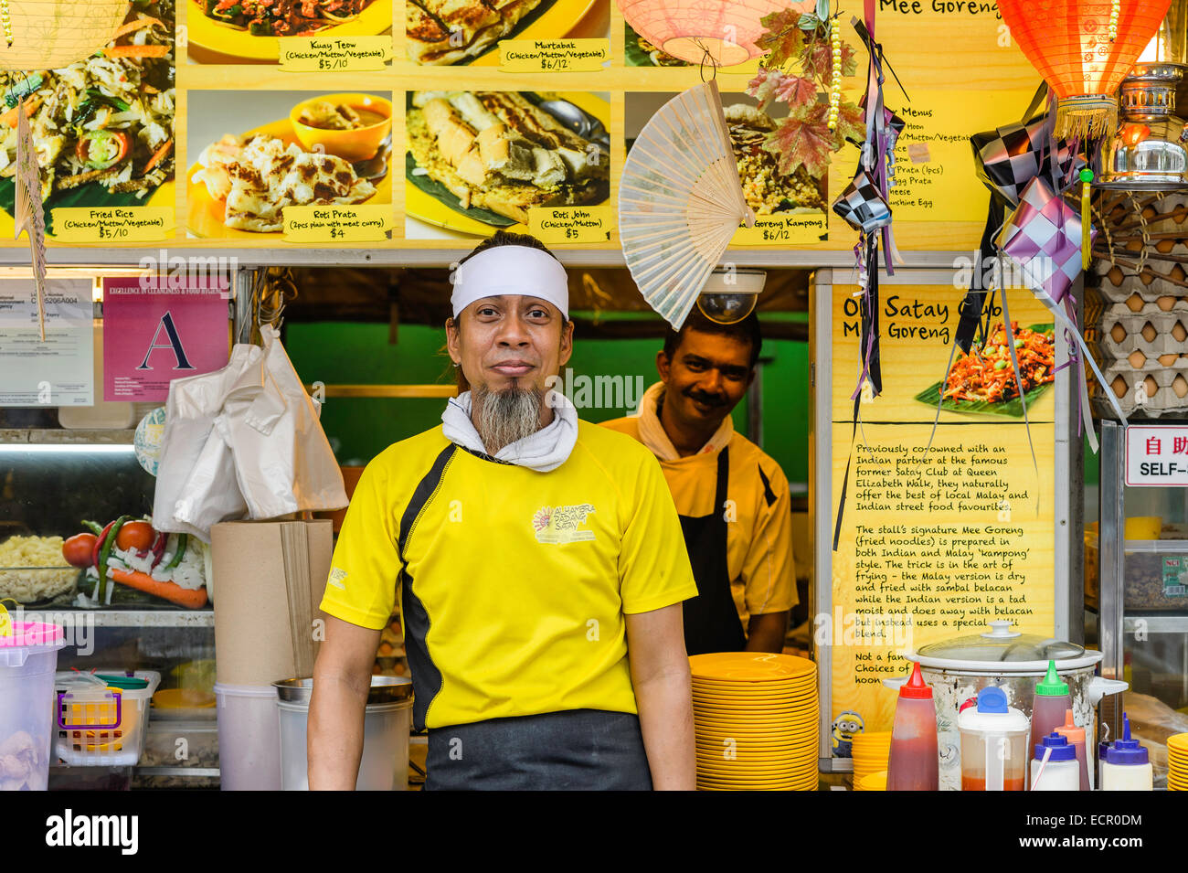 Chef at food court in Singapore Stock Photo - Alamy
