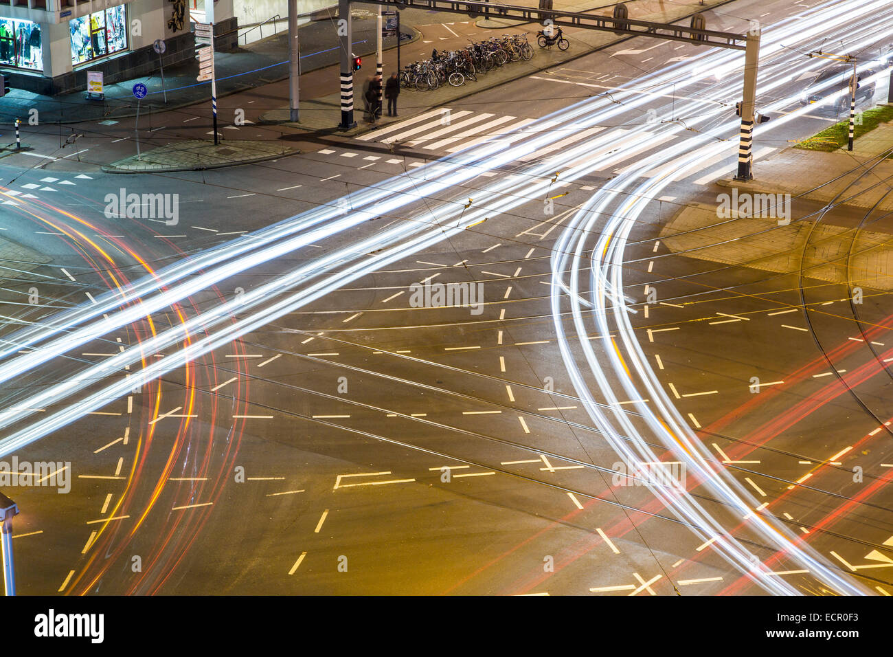 Great Road intersection, road markings for various turning lanes Stock ...