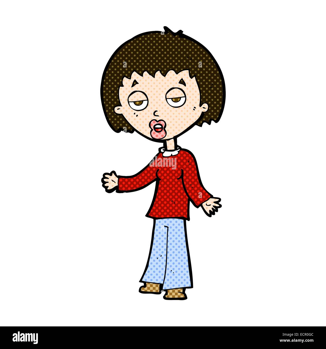 retro comic book style cartoon tired woman Stock Vector Image & Art - Alamy
