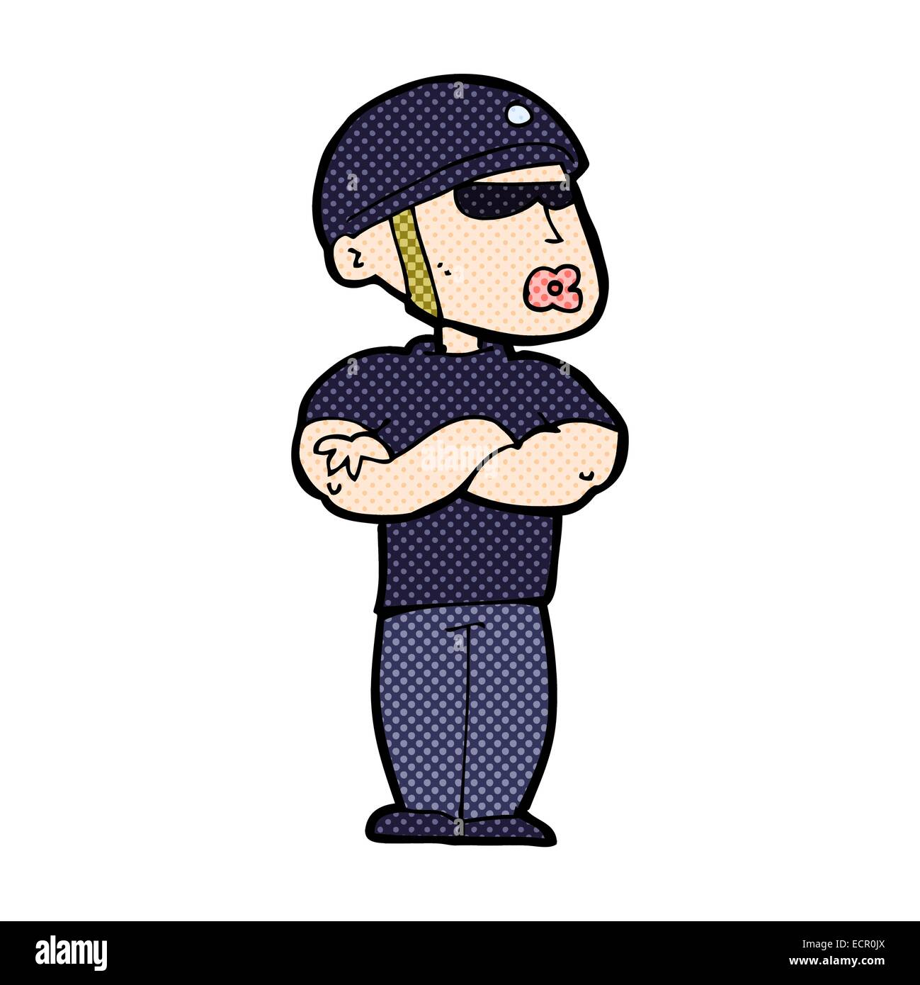 retro comic book style cartoon security guard Stock Vector Image & Art ...