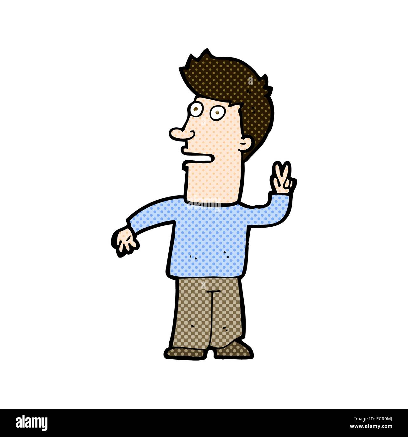 Cartoon man making peace sign hi-res stock photography and images - Alamy