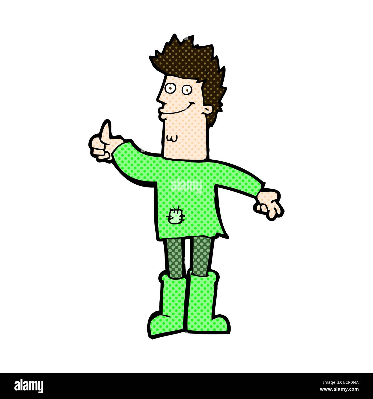 retro comic book style cartoon positive thinking man in rags Stock ...