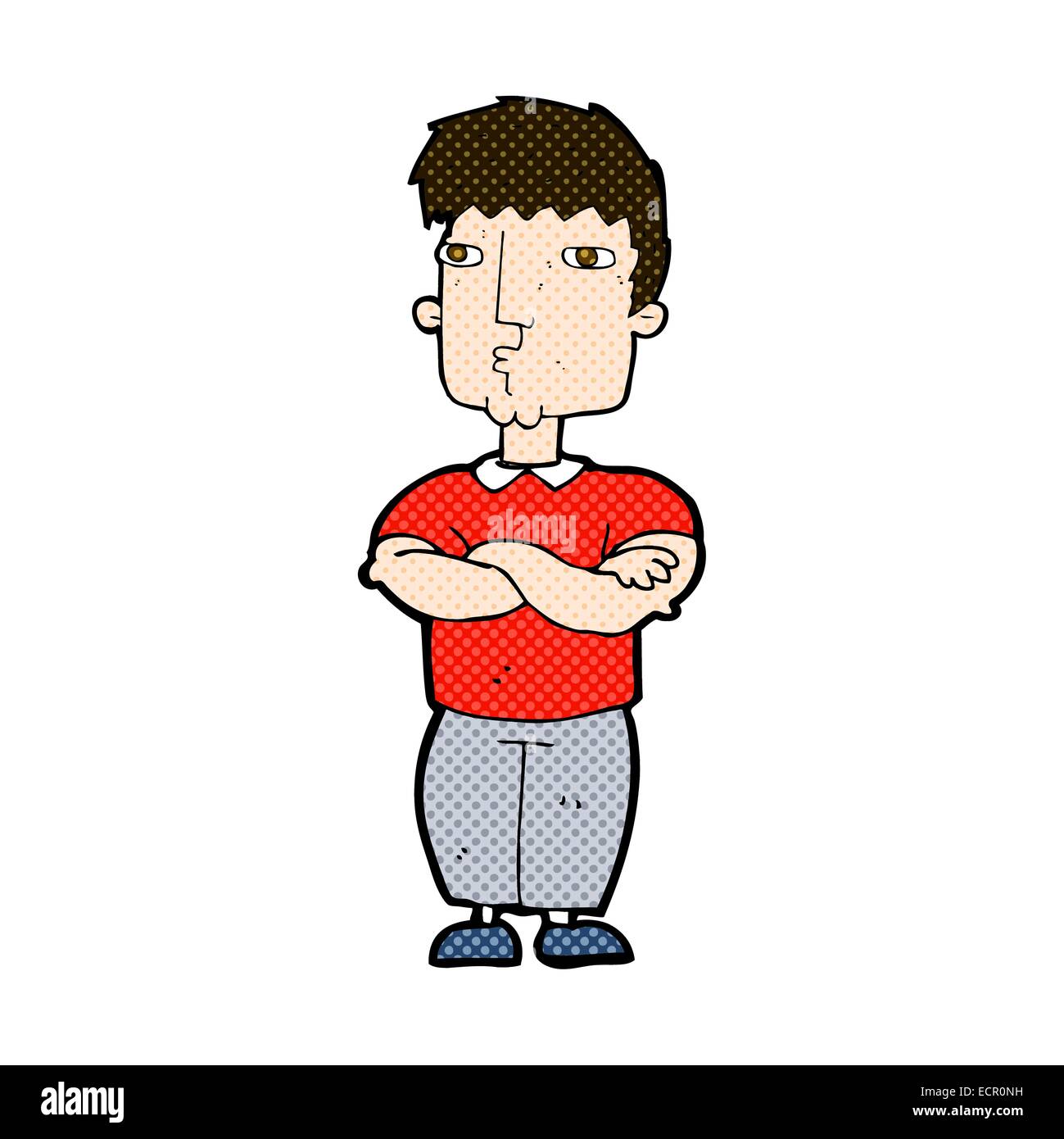 retro comic book style cartoon man with crossed arms Stock Vector Image ...