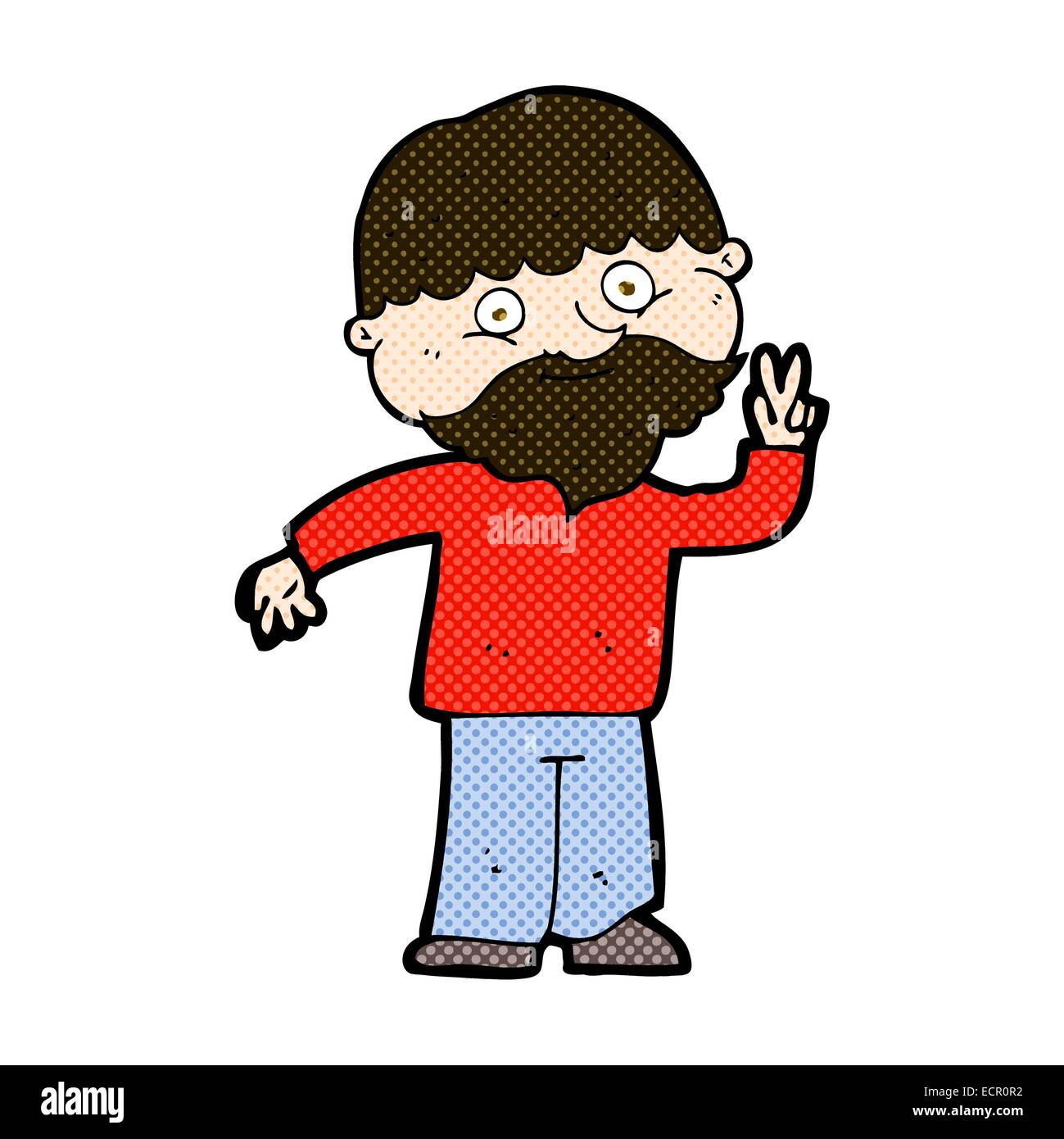 retro comic book style cartoon man giving peace sign Stock Vector Image ...