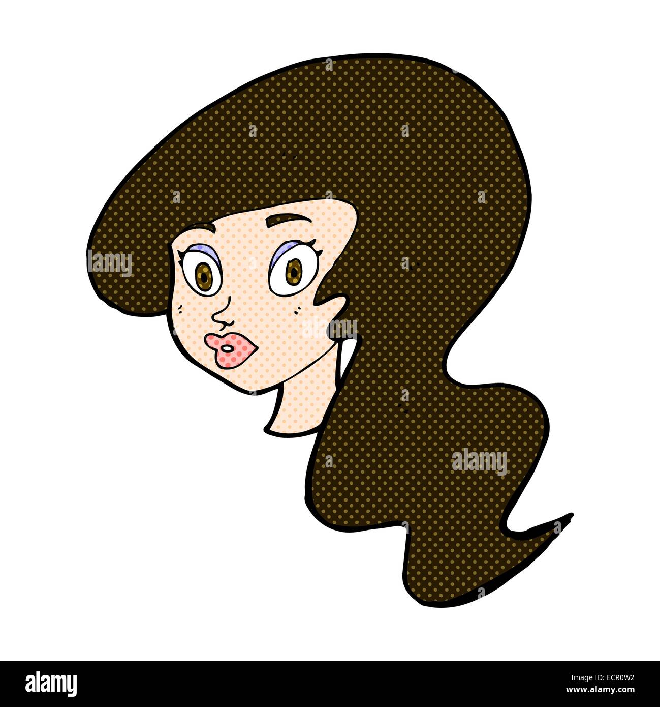 retro comic book style cartoon pretty female face Stock Vector Image ...