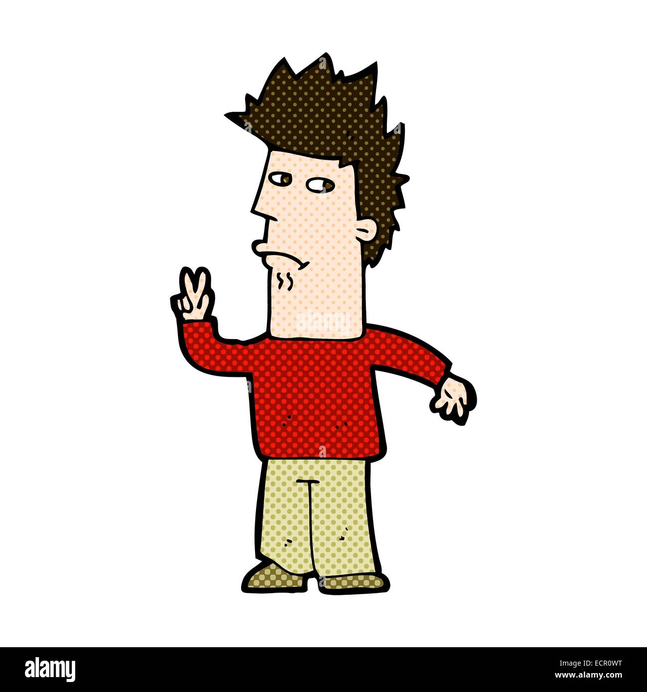 retro comic book style cartoon man giving peace sign Stock Vector Image ...