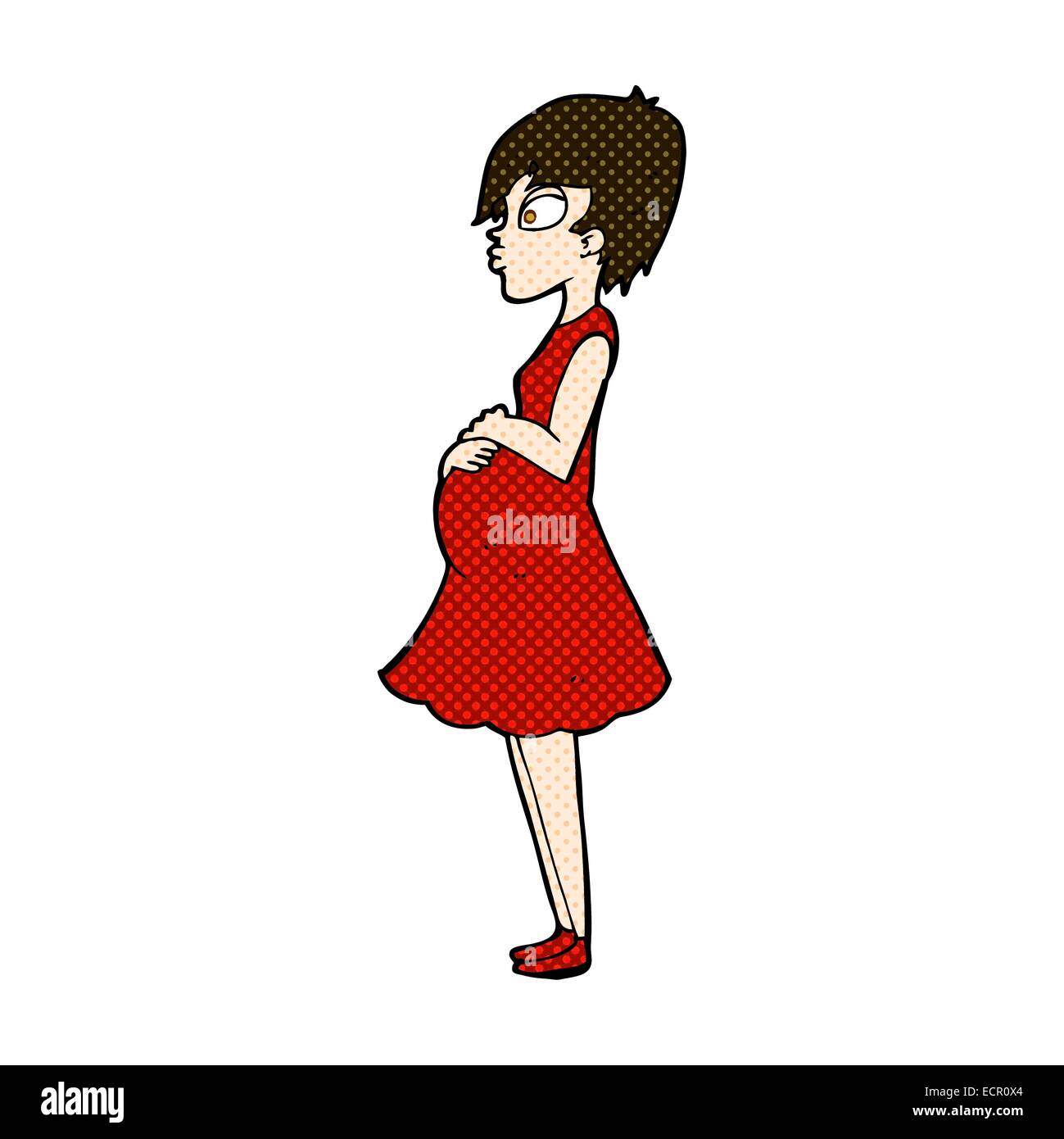 retro comic book style cartoon pregnant woman Stock Vector Image & Art ...