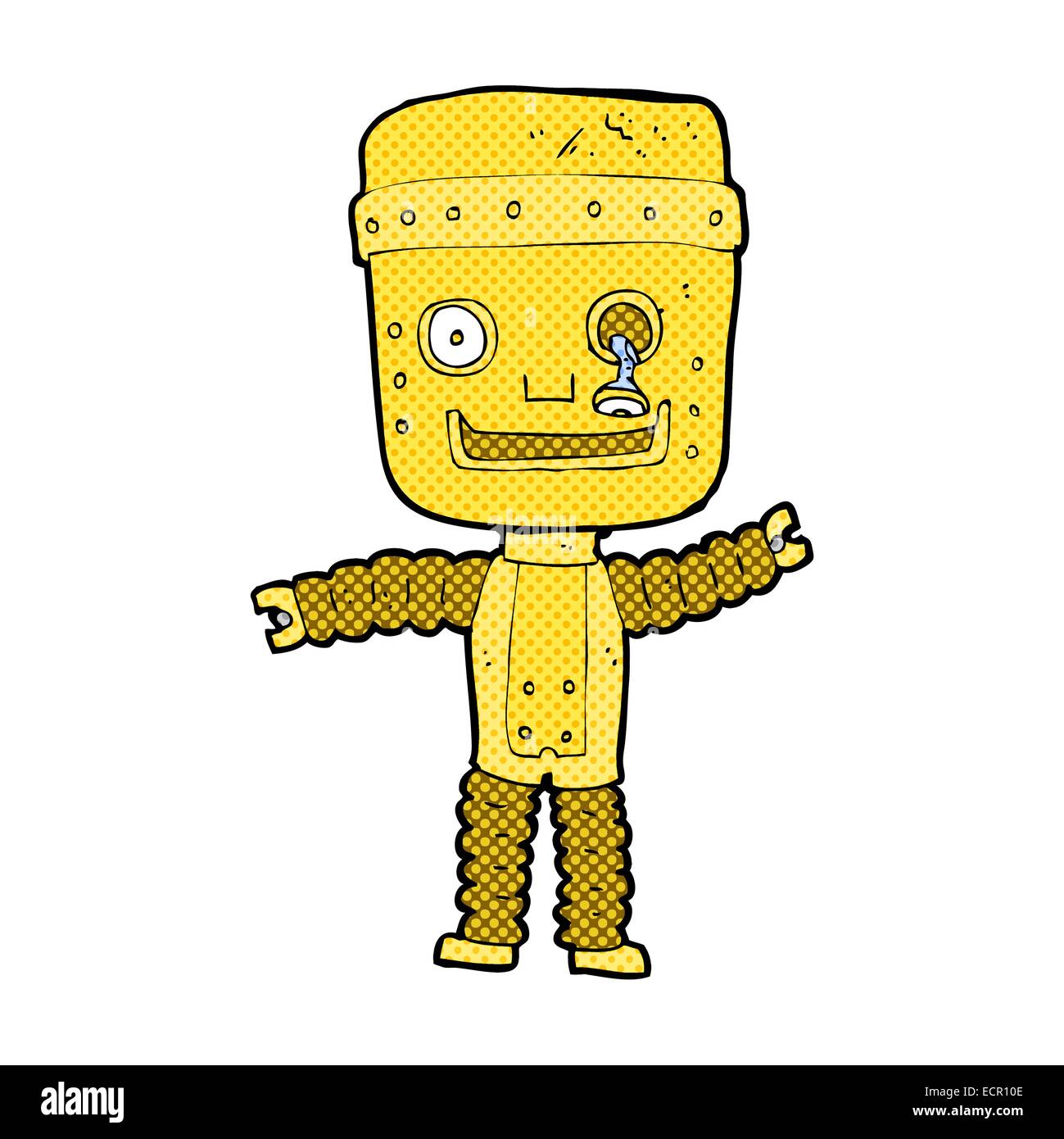 retro comic book style cartoon funny gold robot Stock Vector Image ...