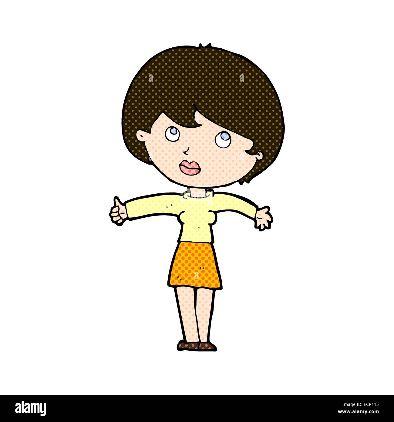 retro comic book style cartoon woman giving thumbs up Stock Vector ...