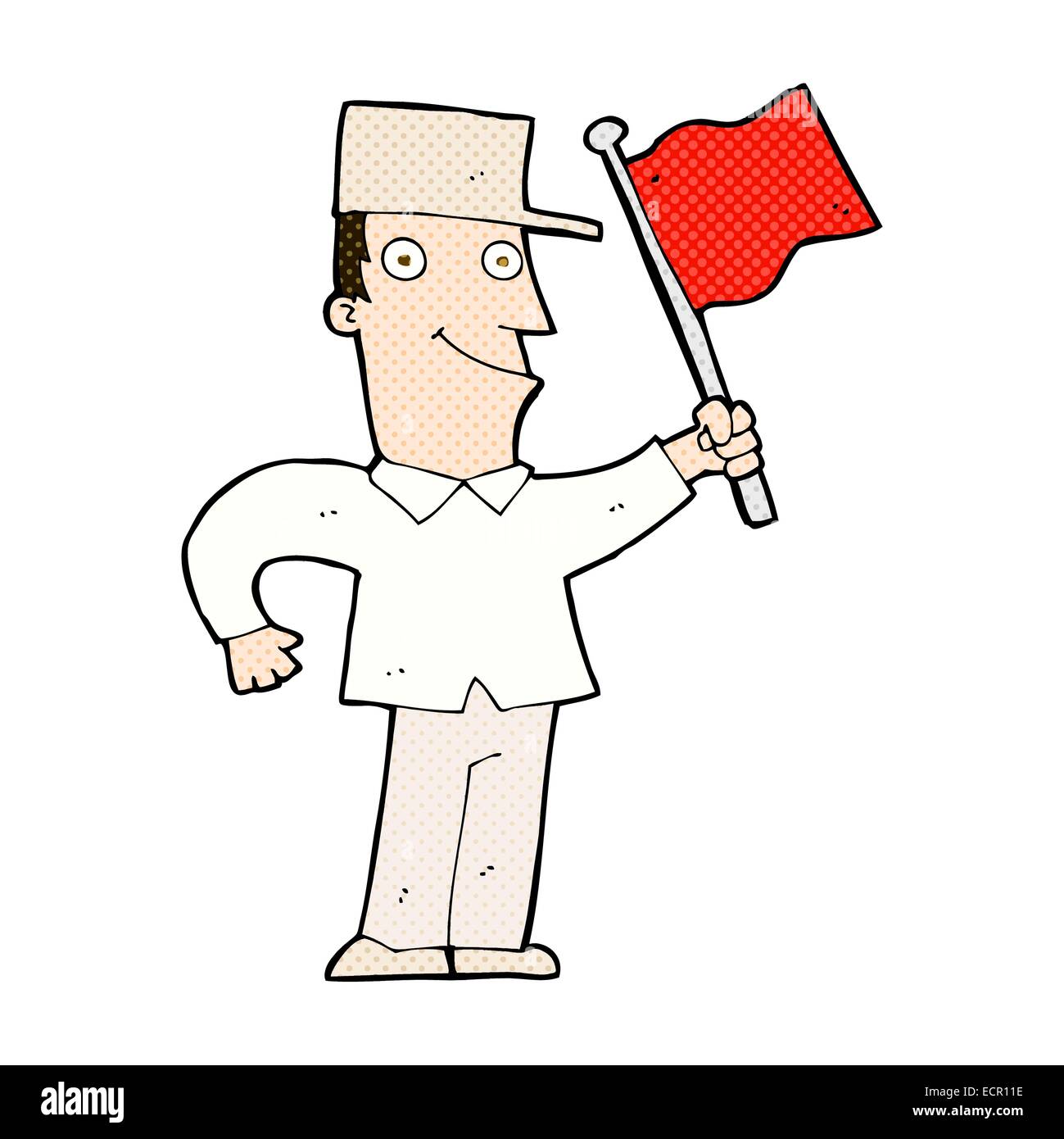 retro comic book style cartoon man waving flag Stock Vector Image & Art ...