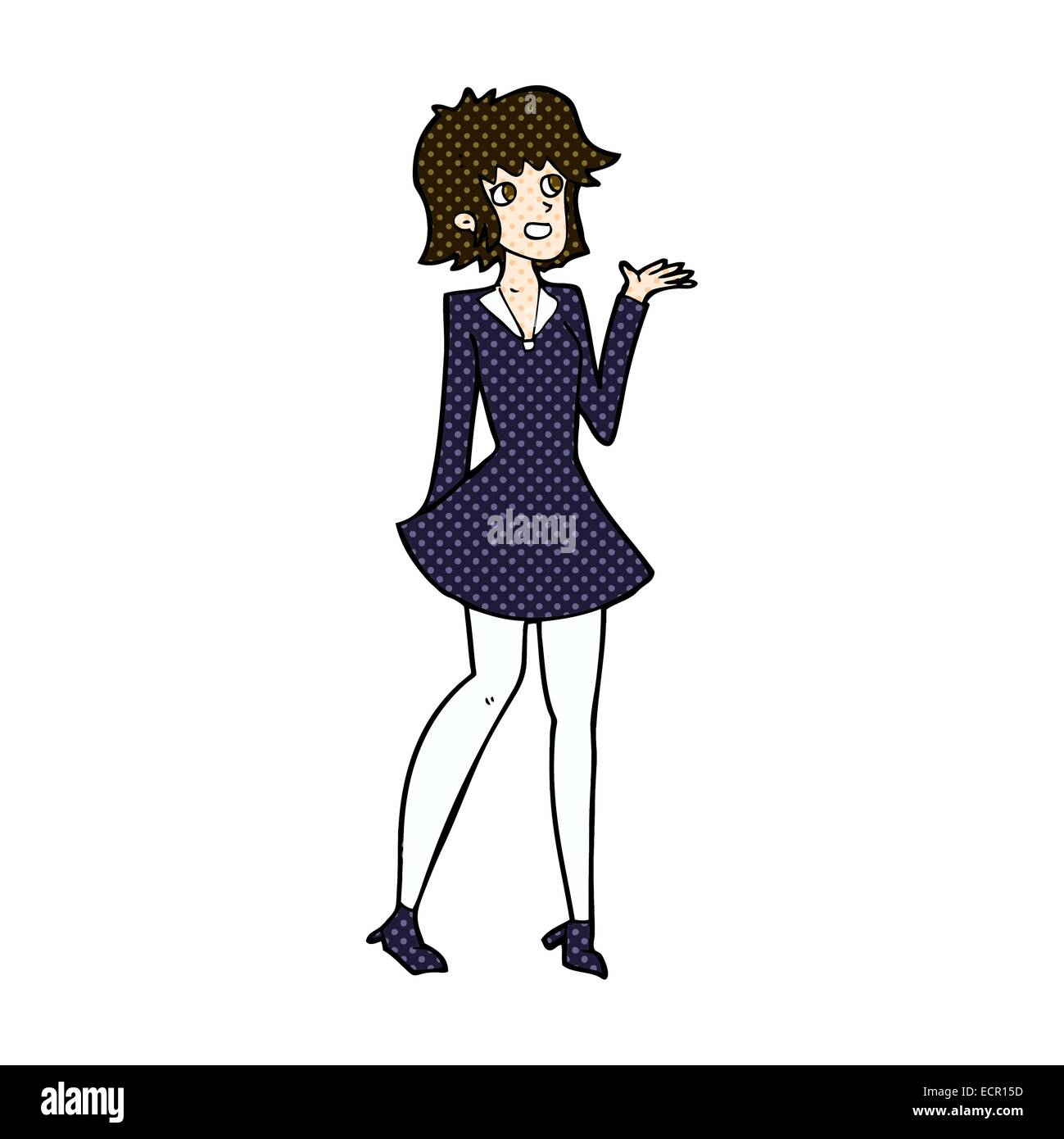 retro comic book style cartoon pretty woman in dress Stock Vector Image ...
