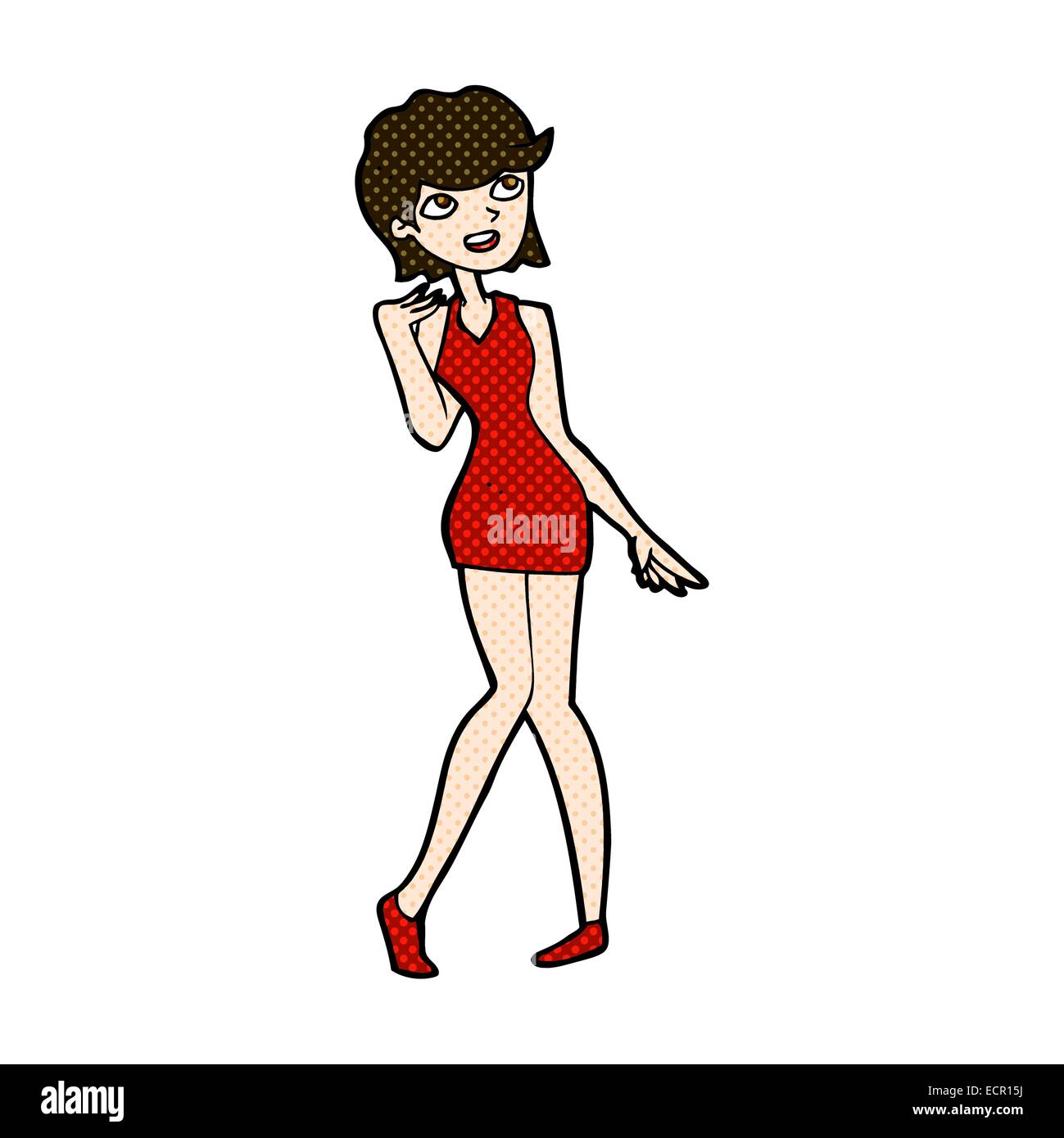 retro comic book style cartoon woman in cocktail dress Stock Vector ...
