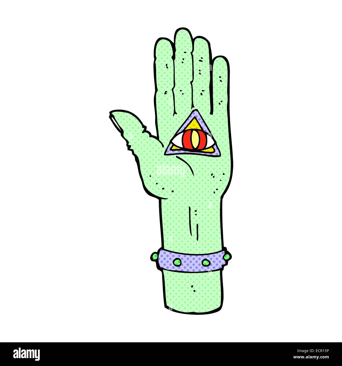 retro comic book style cartoon spooky hand symbol Stock Vector Image ...