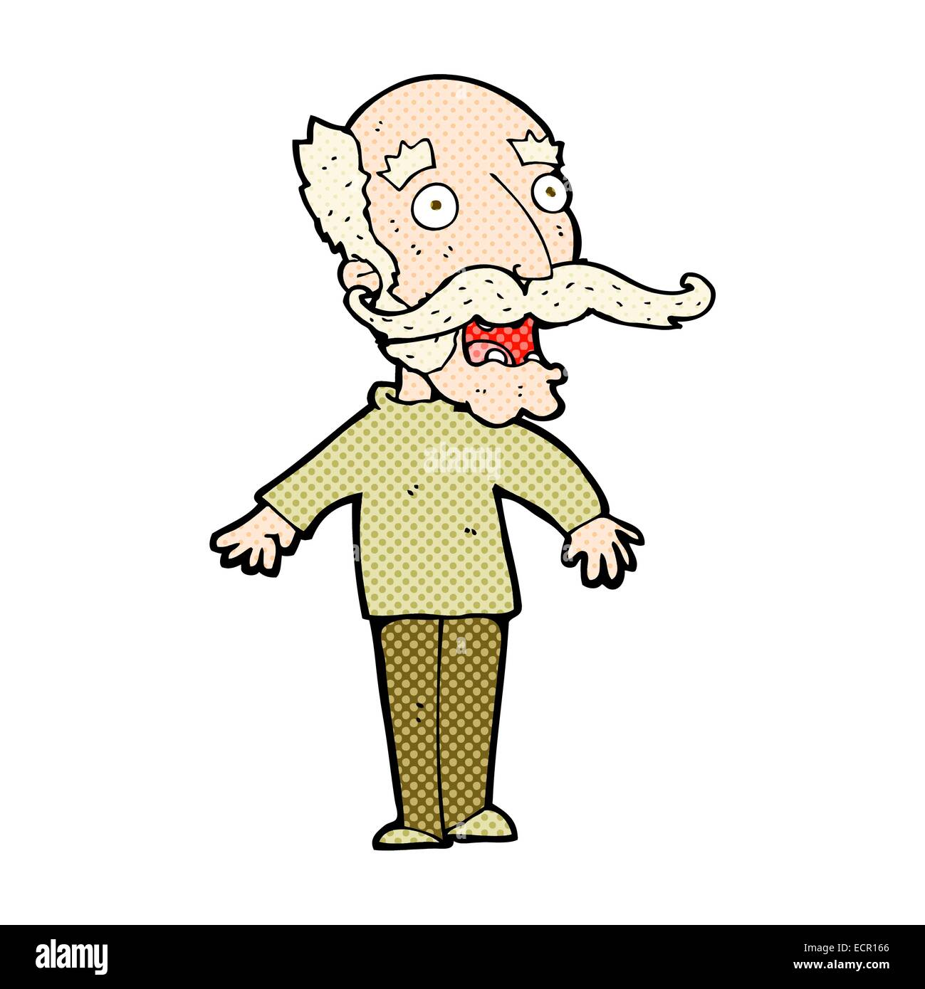 retro comic book style cartoon old man gasping in surprise Stock Vector ...