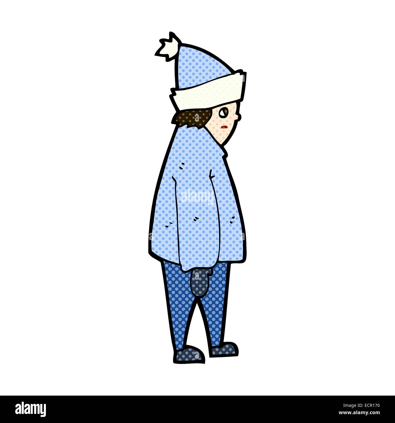 retro comic book style cartoon person in winter clothes Stock Vector ...