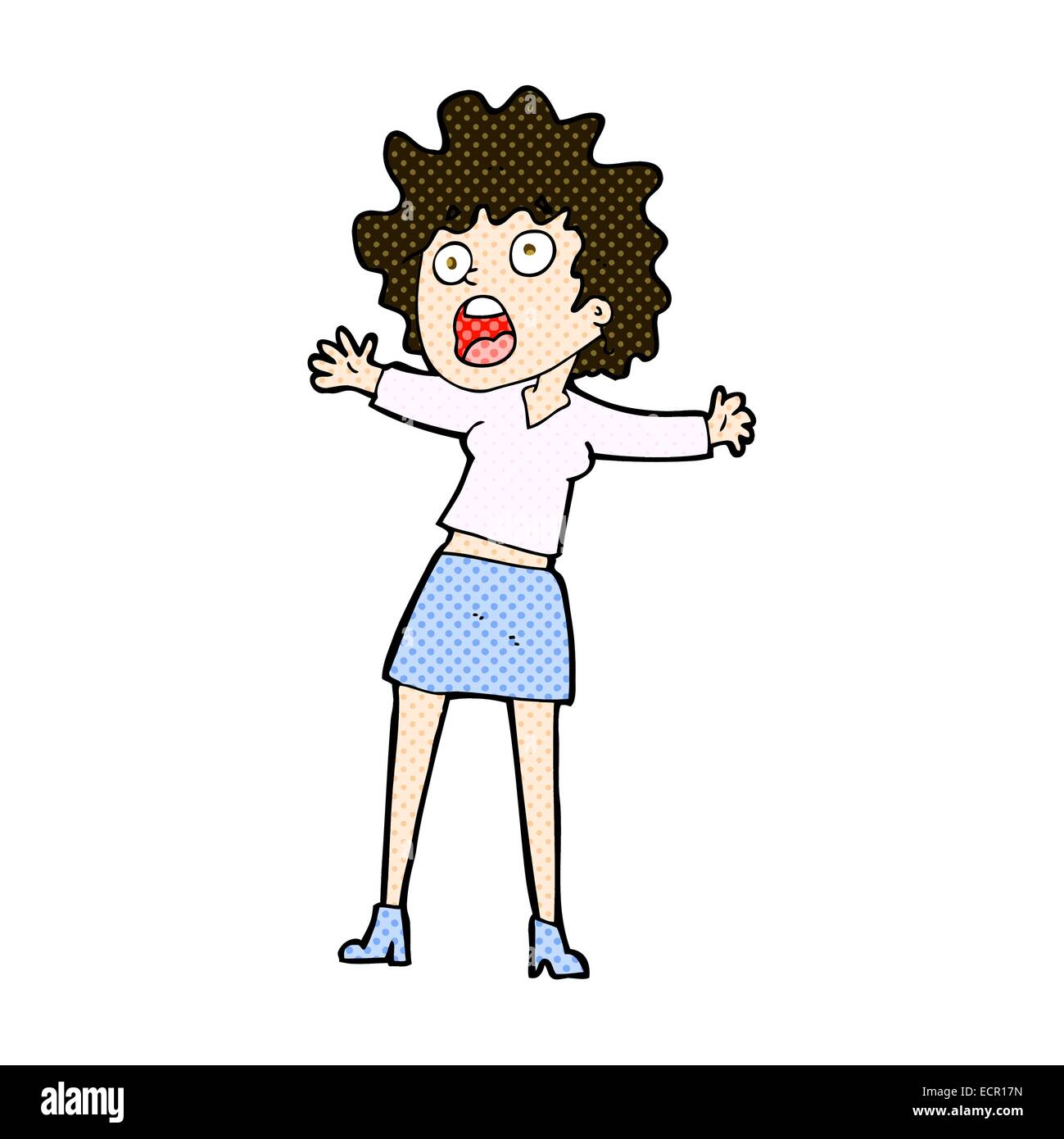 retro comic book style cartoon frightened woman Stock Vector Image ...