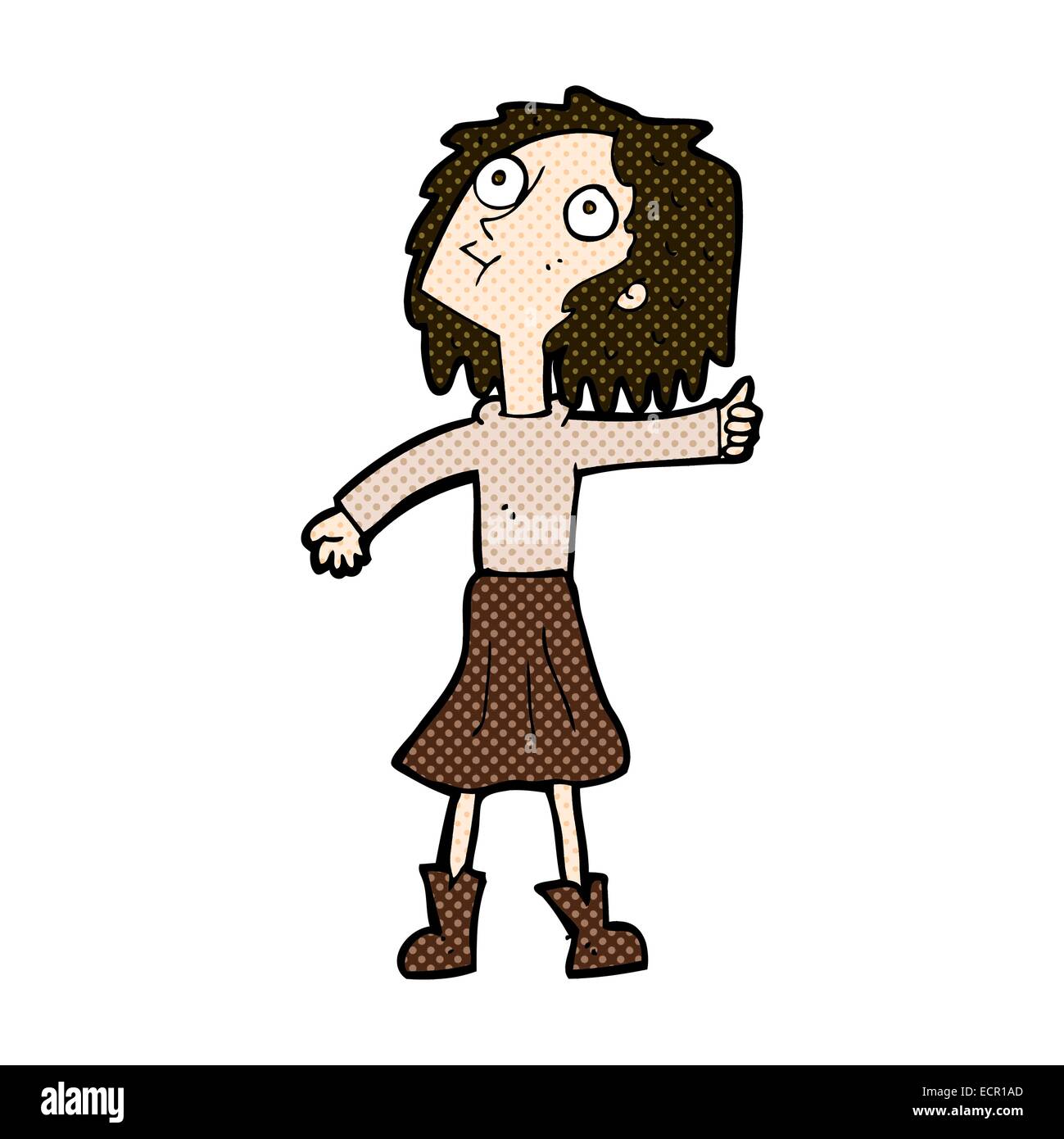 retro comic book style cartoon woman looking up to the sky Stock Vector ...