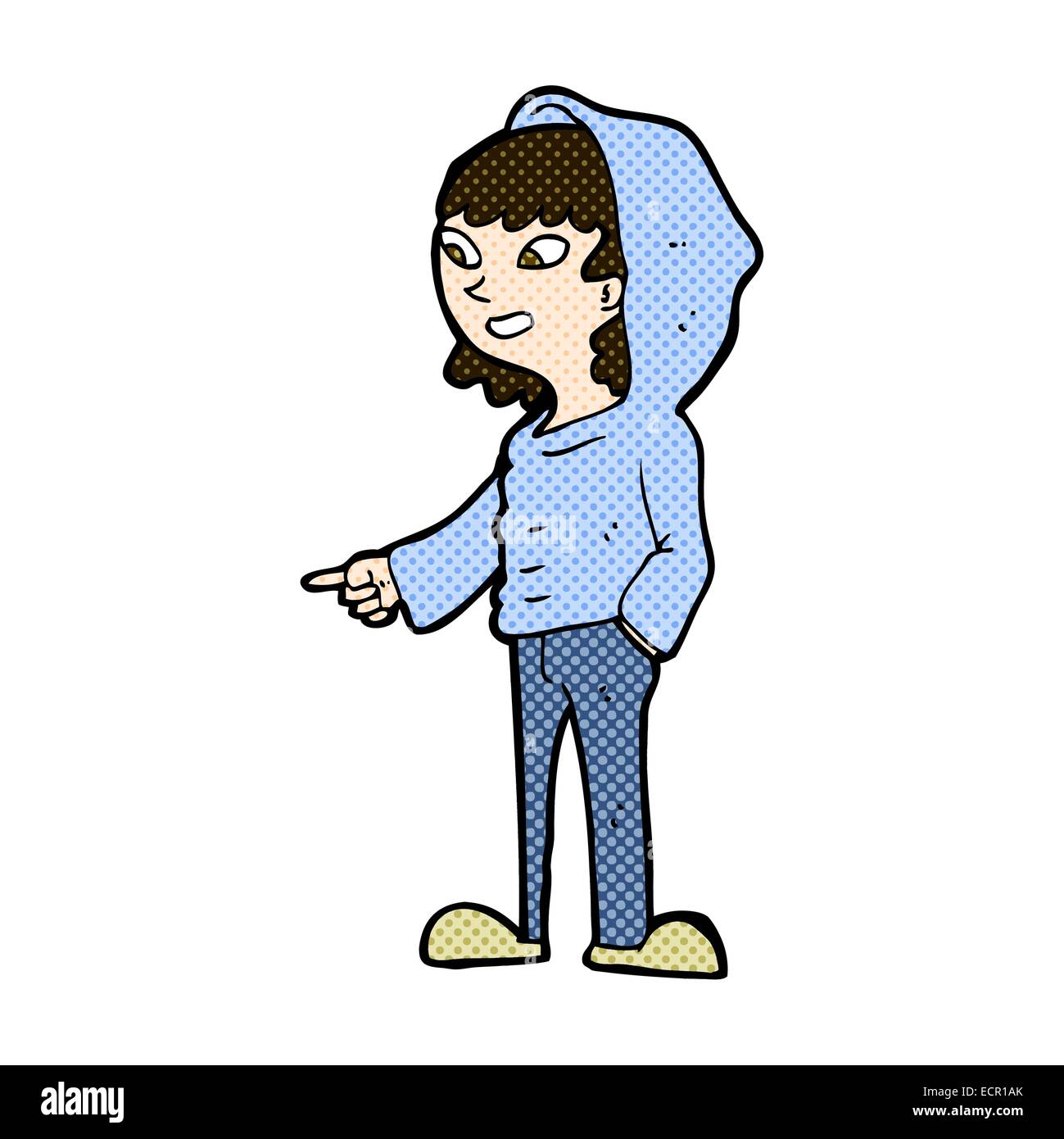 retro comic book style cartoon pointing teenager Stock Vector Image ...