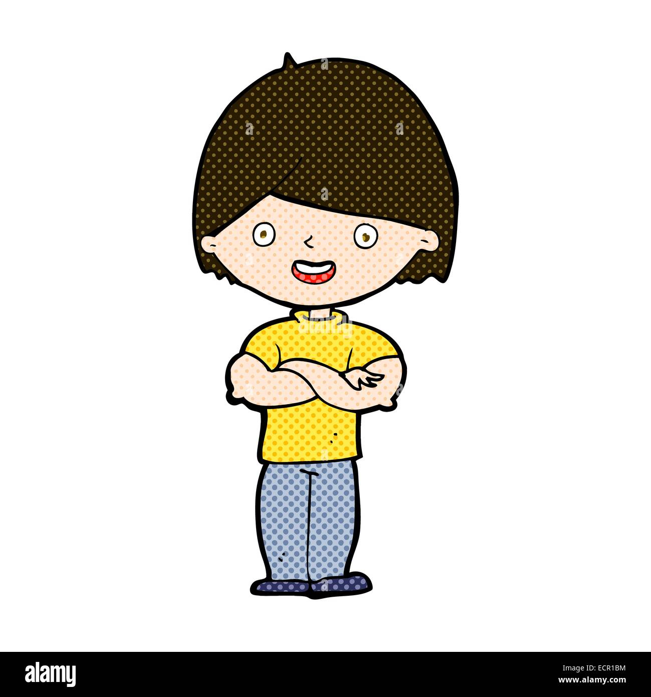 retro comic book style cartoon man with crossed arms Stock Vector Image ...