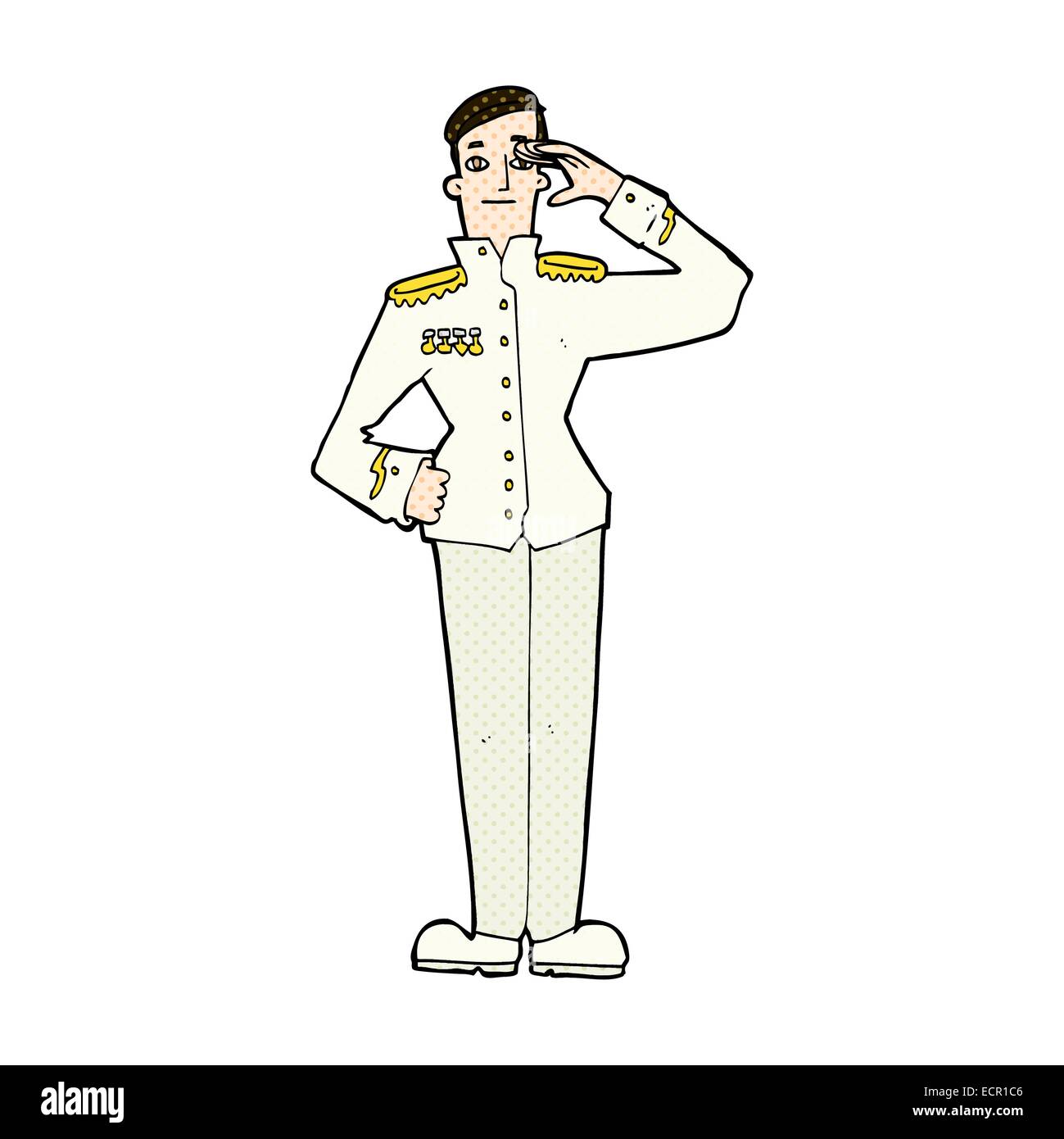 retro comic book style cartoon military man in dress uniform Stock ...