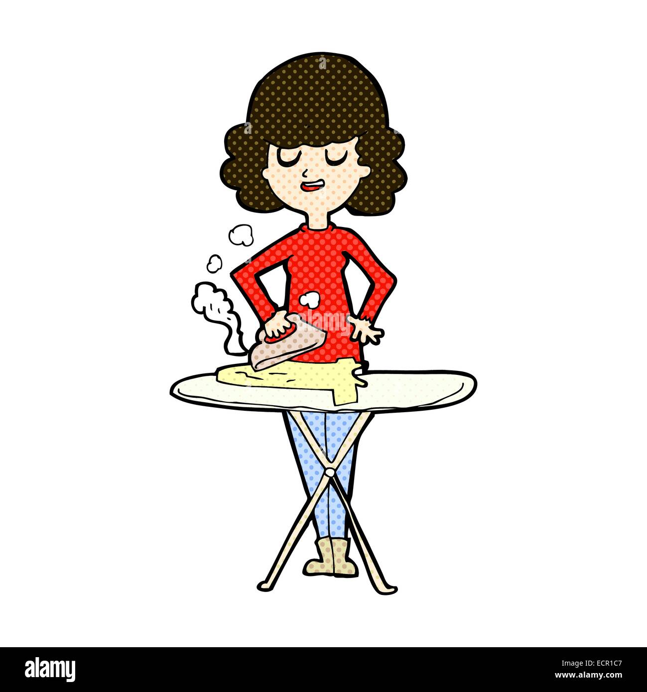 retro comic book style cartoon woman ironing Stock Vector Image & Art ...
