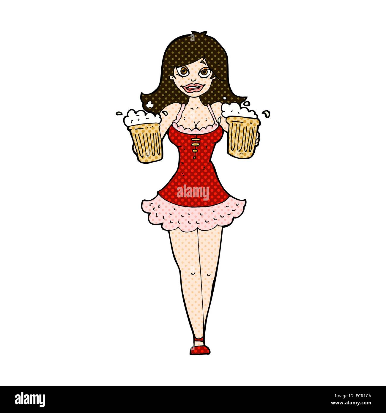 retro comic book style cartoon beer festival girl Stock Vector Image ...