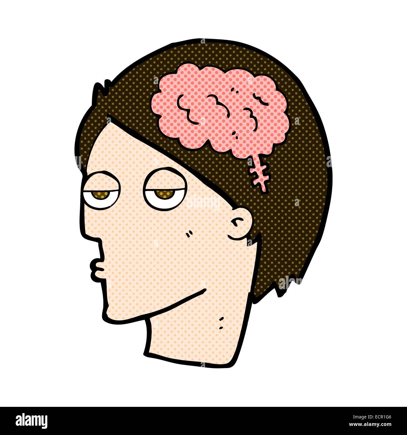 retro comic book style cartoon head with brain symbol Stock Vector ...