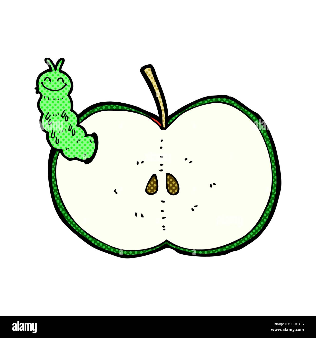 retro comic book style cartoon bug eating apple Stock Vector Image ...