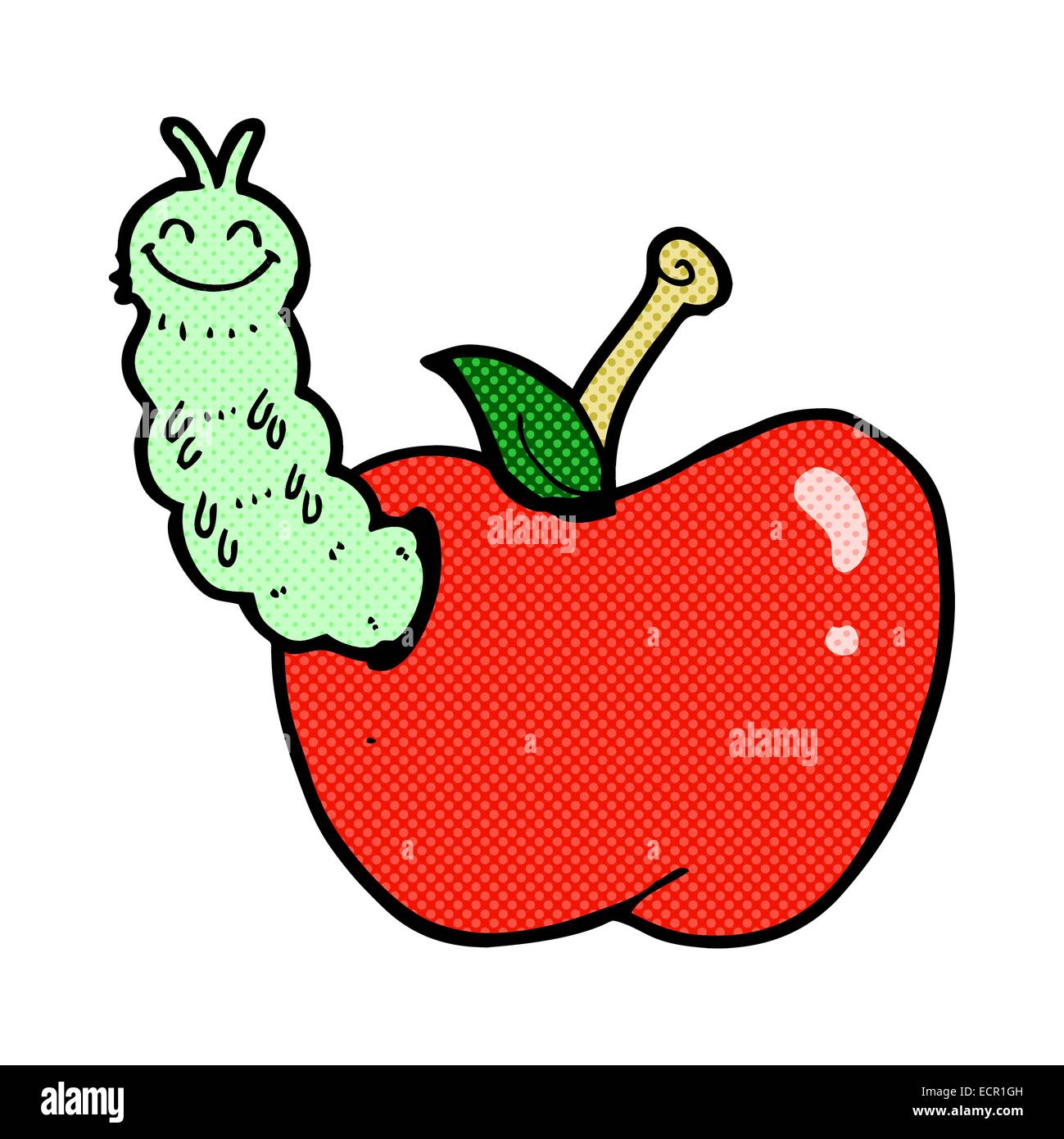 retro comic book style cartoon bug eating apple Stock Vector Image ...