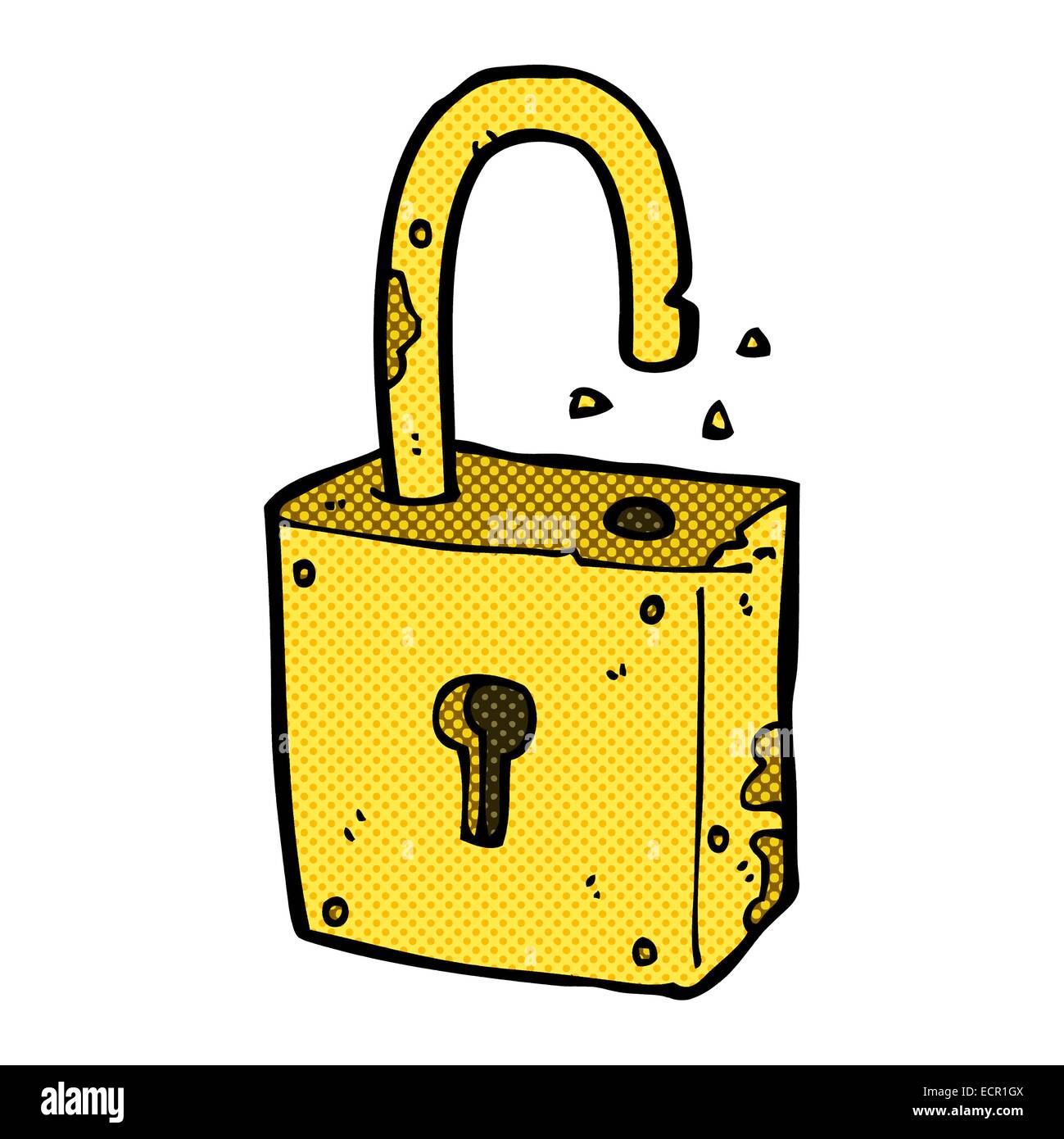 retro comic book style cartoon rusty old padlock Stock Vector Image ...