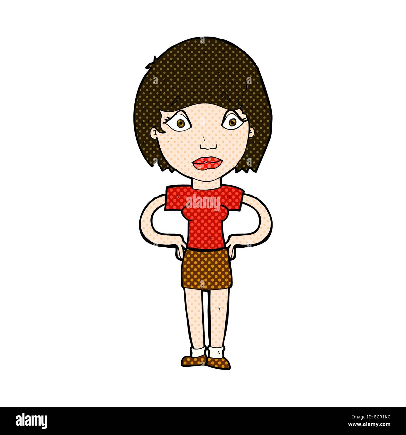 retro comic book style cartoon worried woman Stock Vector Image & Art ...