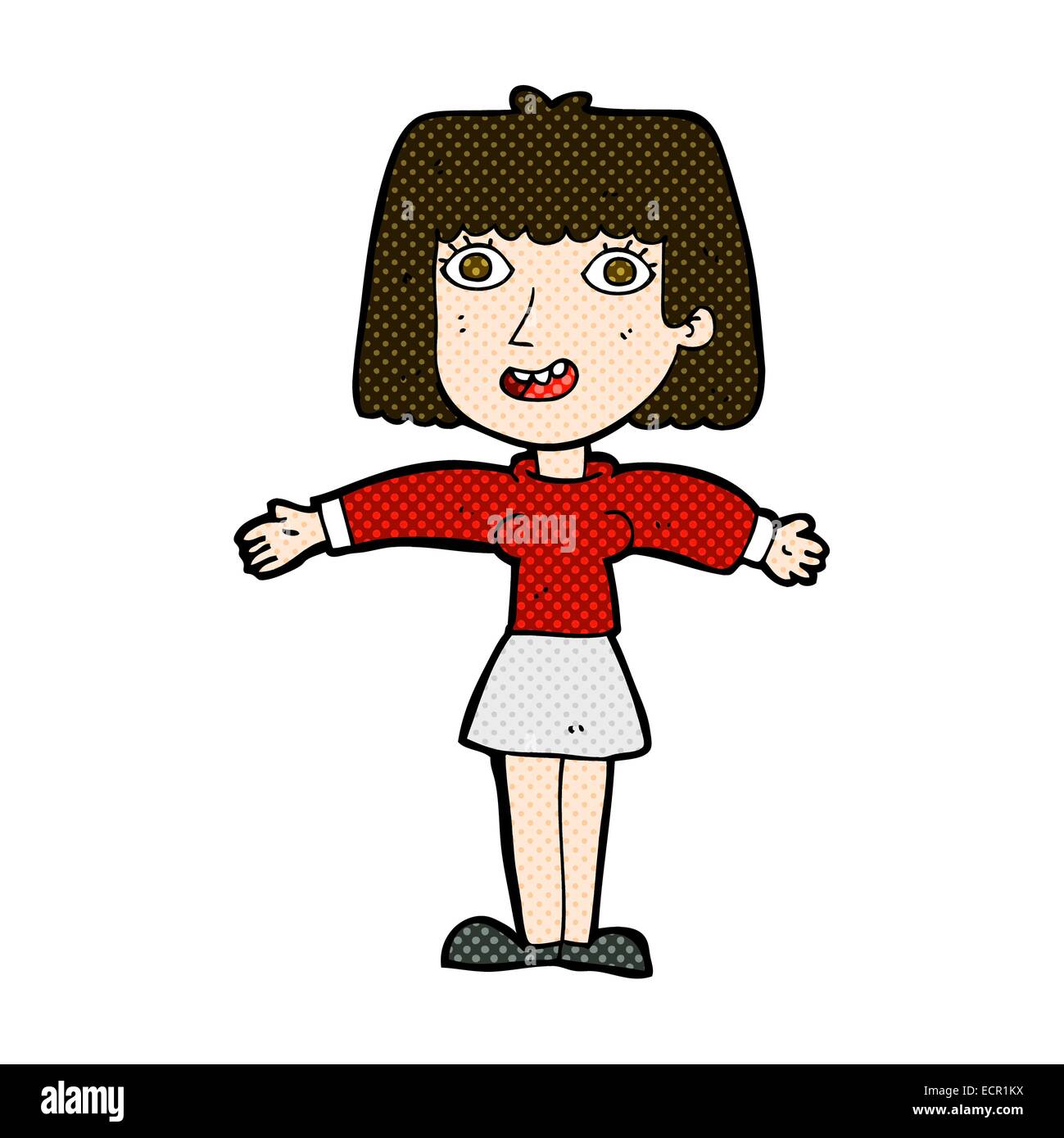 retro comic book style cartoon excited woman Stock Vector Image & Art ...