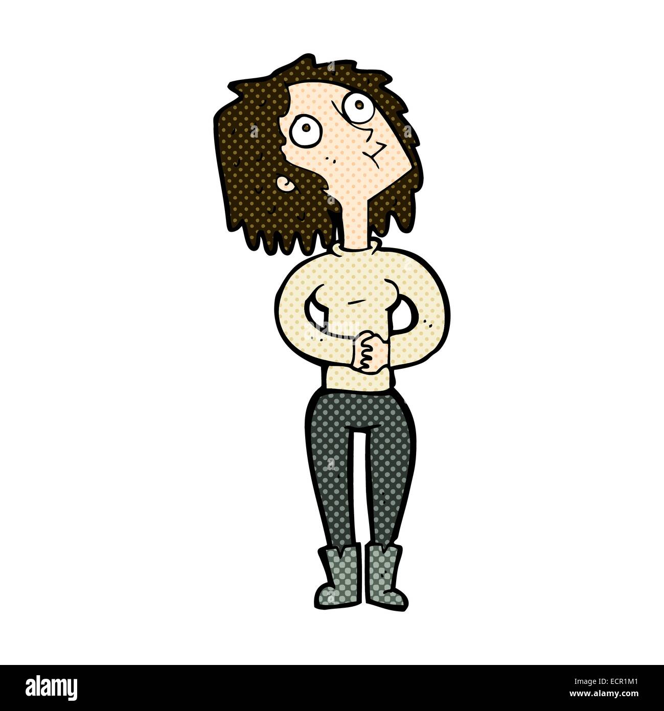 retro comic book style cartoon woman looking upwards Stock Vector Image ...